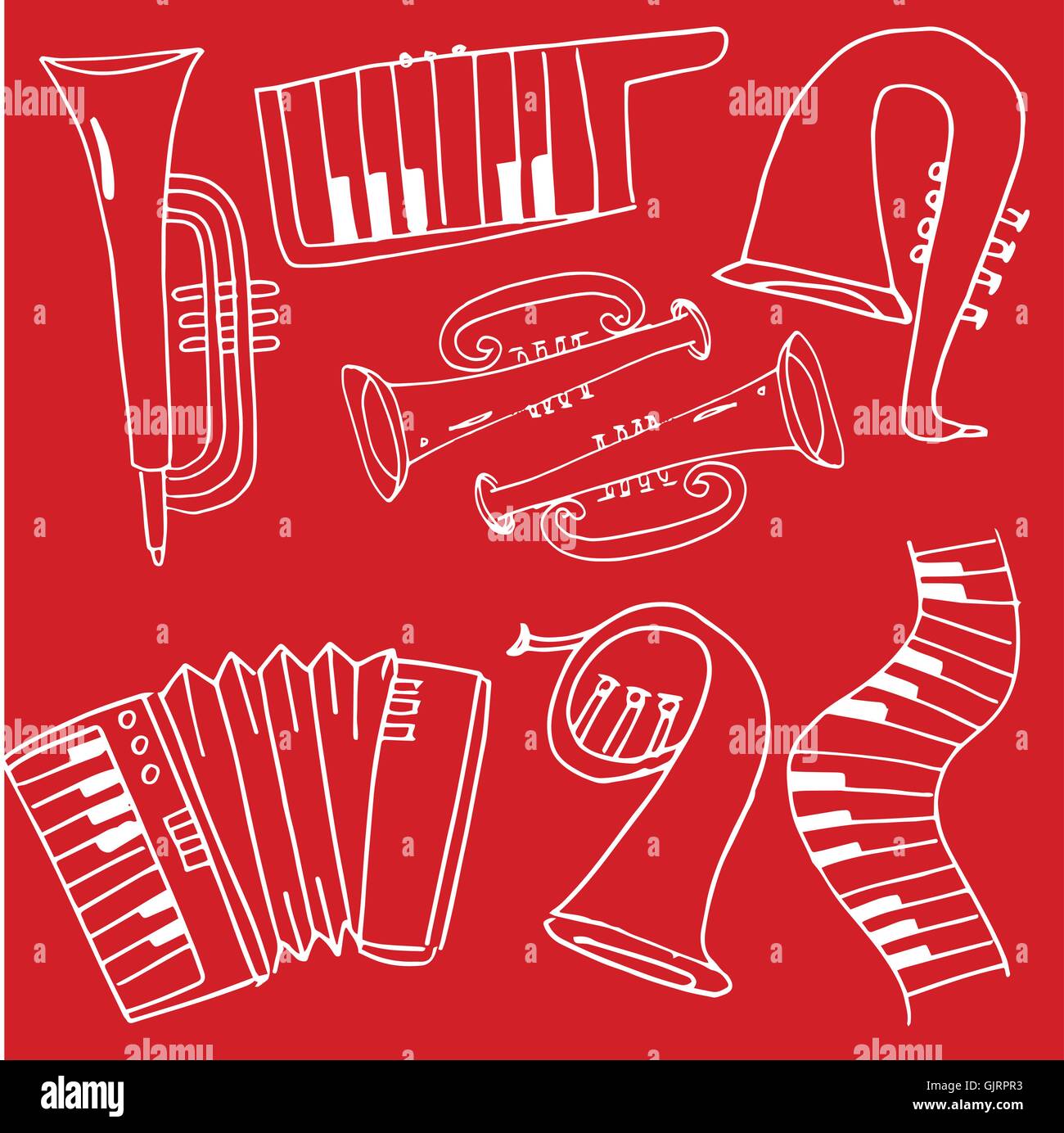 Doodle of music set on red backgrounds Stock Vector Image & Art - Alamy