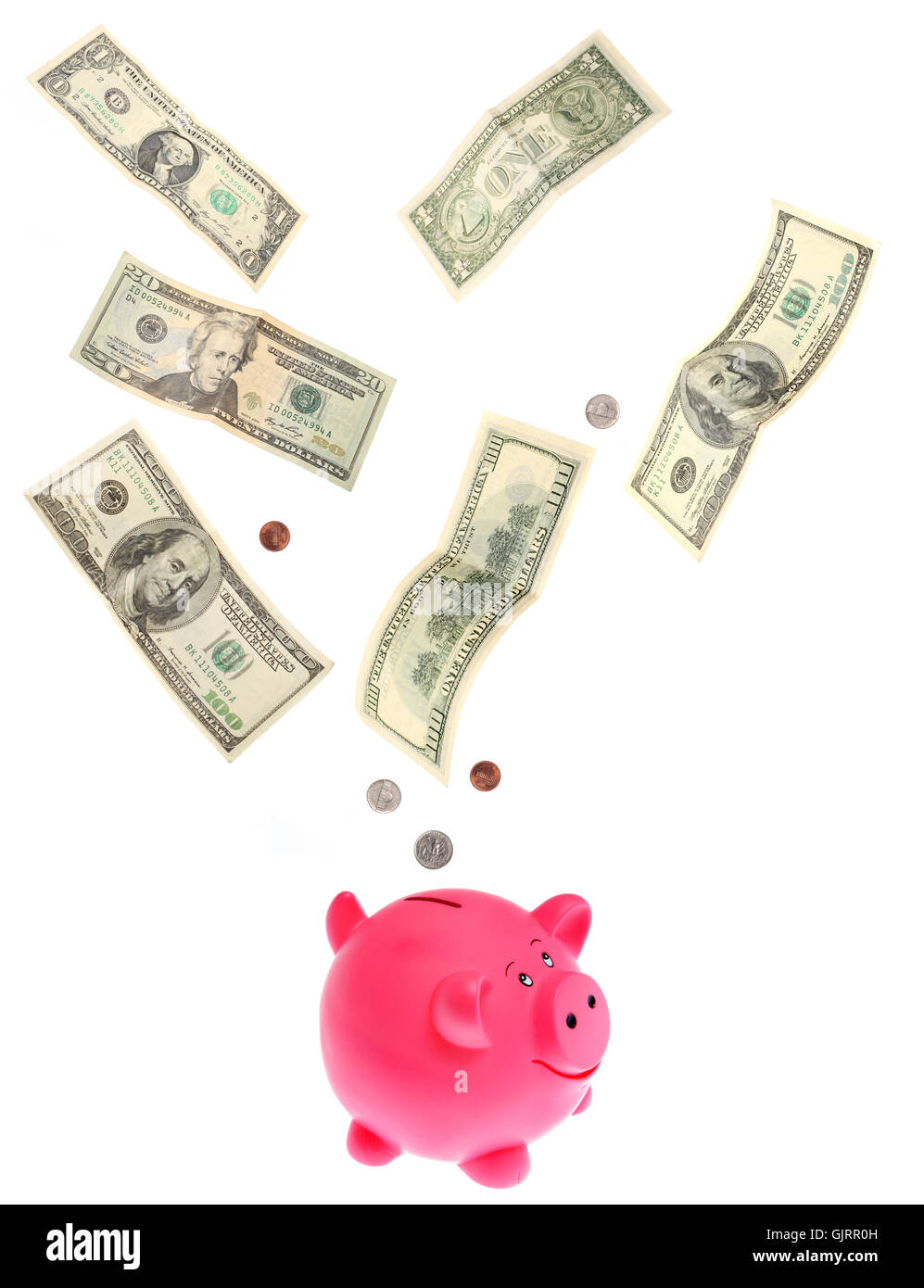 Dollar dollars coins bank Cut Out Stock Images & Pictures - Alamy