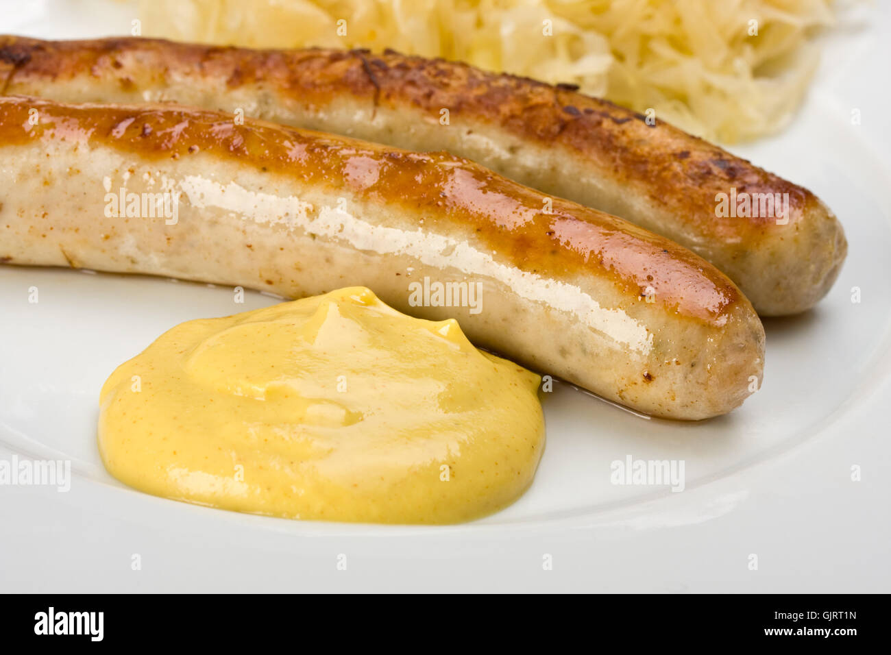sausage mustard grill Stock Photo - Alamy