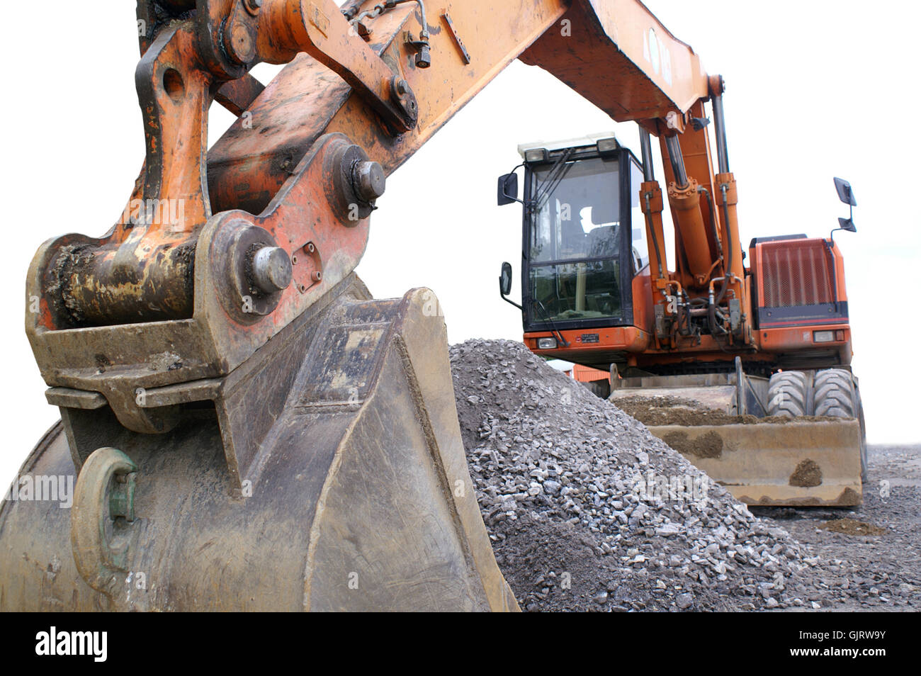 excavator at construction site Stock Photo - Alamy