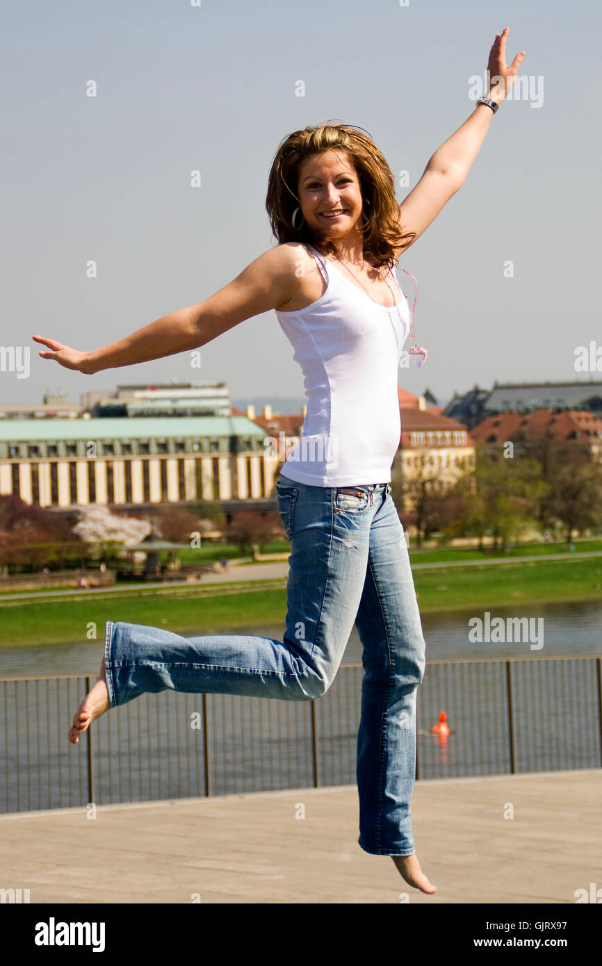 woman spring bouncing Stock Photo - Alamy