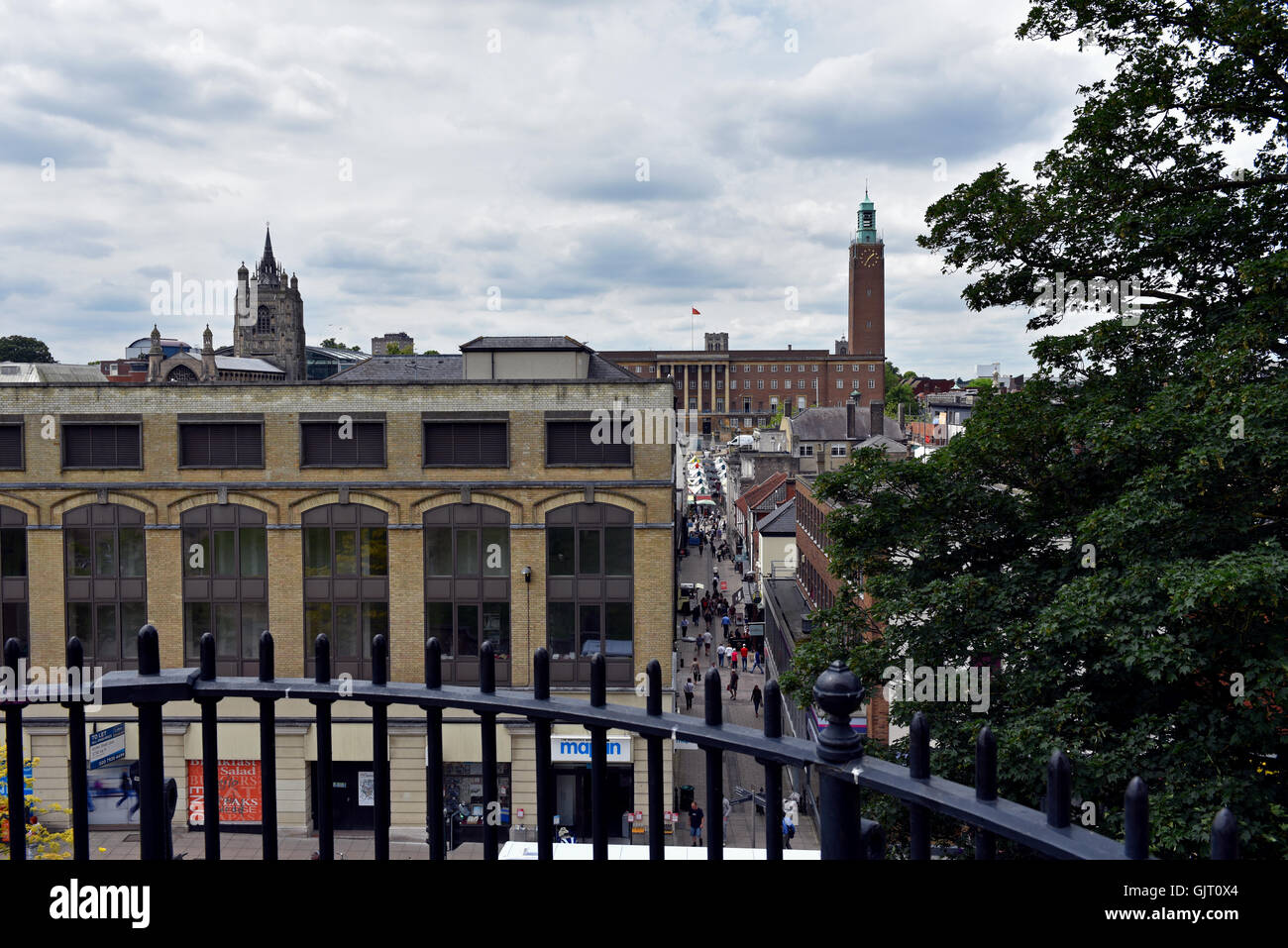View of Norwich City centre, looking towards the County Hall as seen ...
