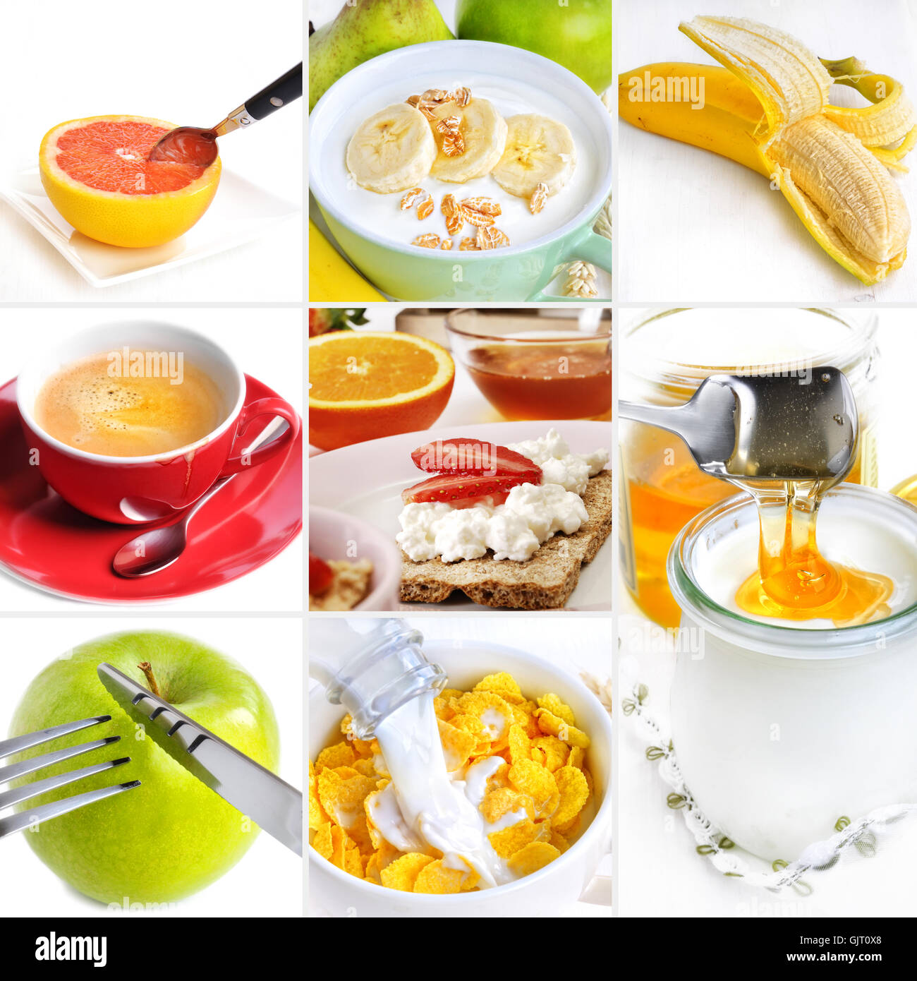 healthy breakfast collage Stock Photo - Alamy