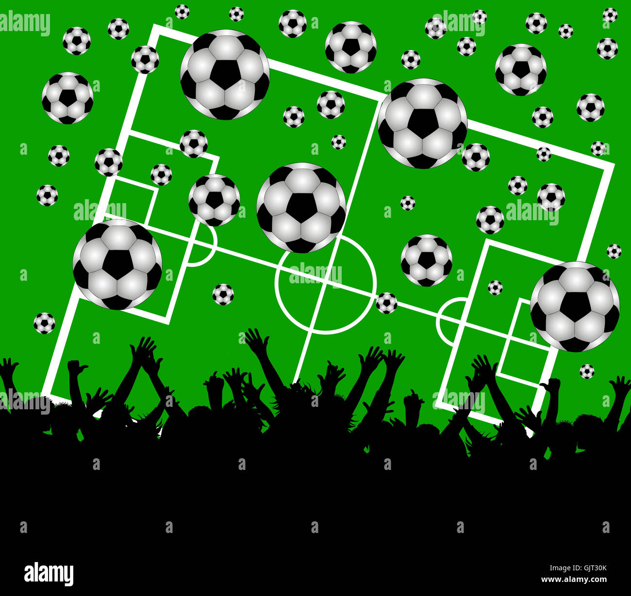 pitch with fans - green background Stock Photo - Alamy