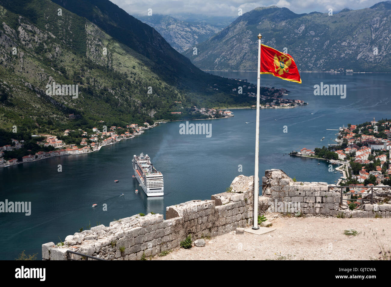 Bay of Kotor (Boka Kotorska) - view from the fortifications of castle ...