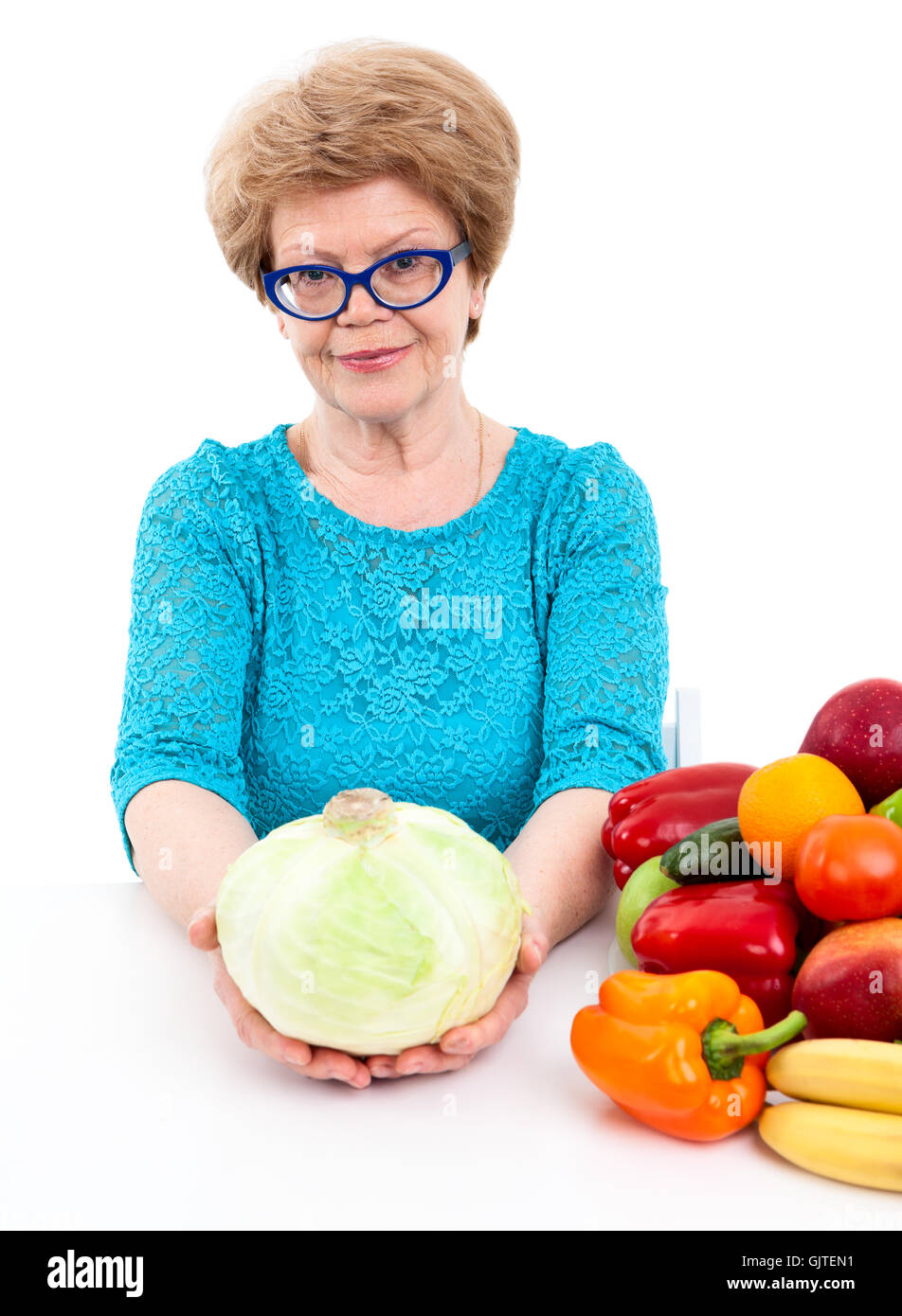Mature woman fruit and veg Cut Out Stock Images & Pictures - Alamy