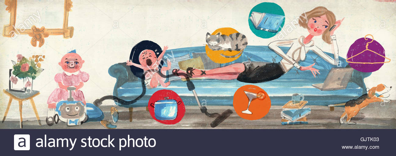 Busy Stressed Woman Housework Stock Photos & Busy Stressed Woman ...