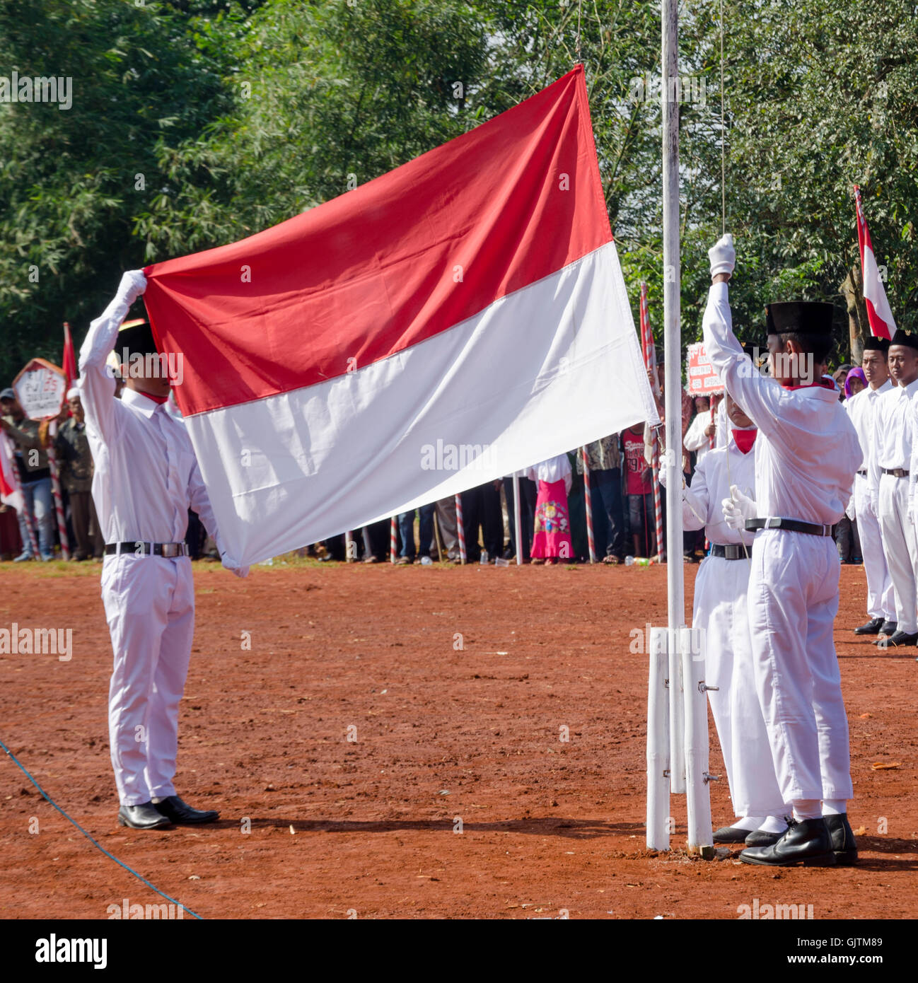 Indonesian flag raising Stock Photo - Alamy