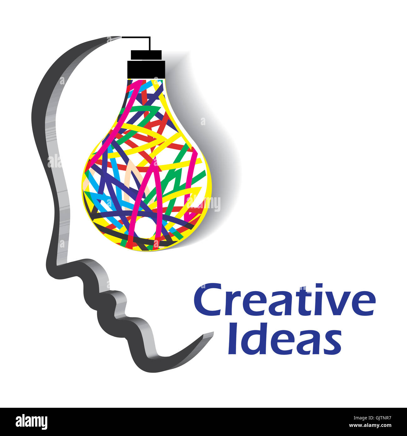 Light bulb illustrated as a glowing idea in human mind Stock Photo - Alamy