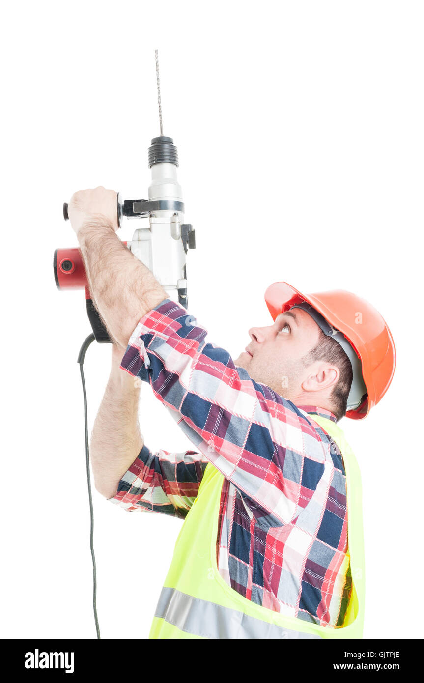 Porfessional builder using the drill machine as renovation concept ...