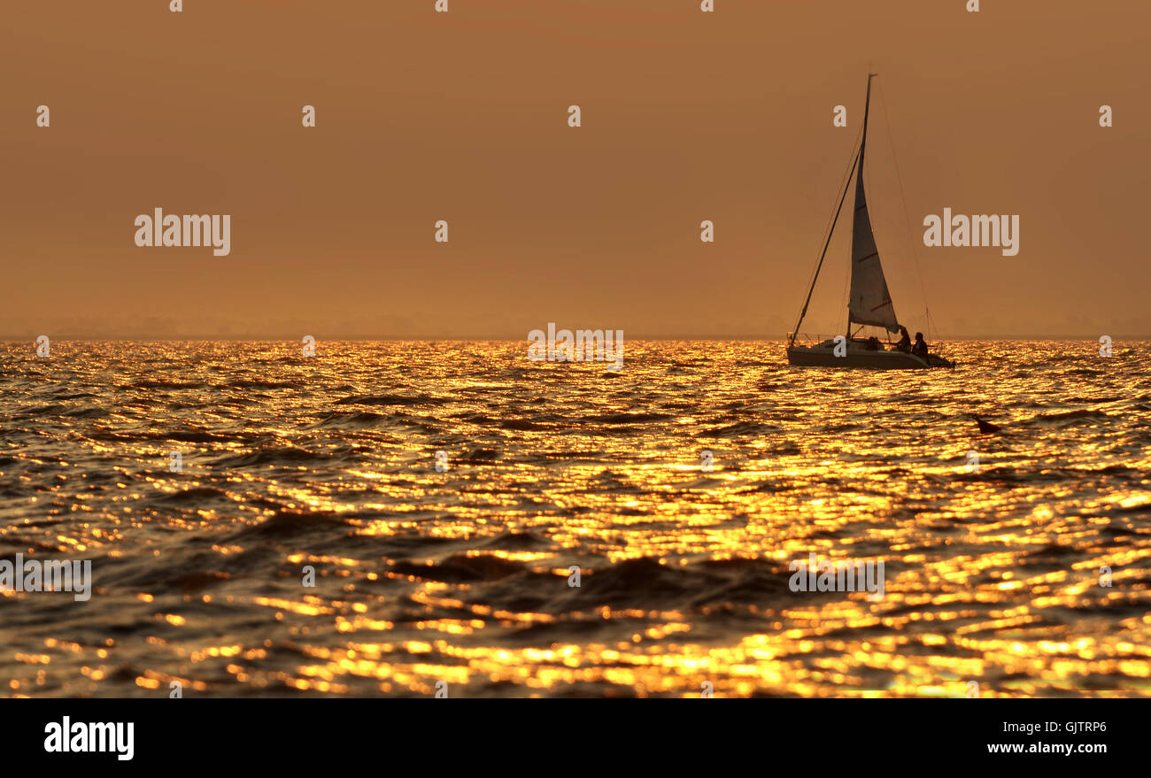 romanticism reflection sailing boat Stock Photo - Alamy