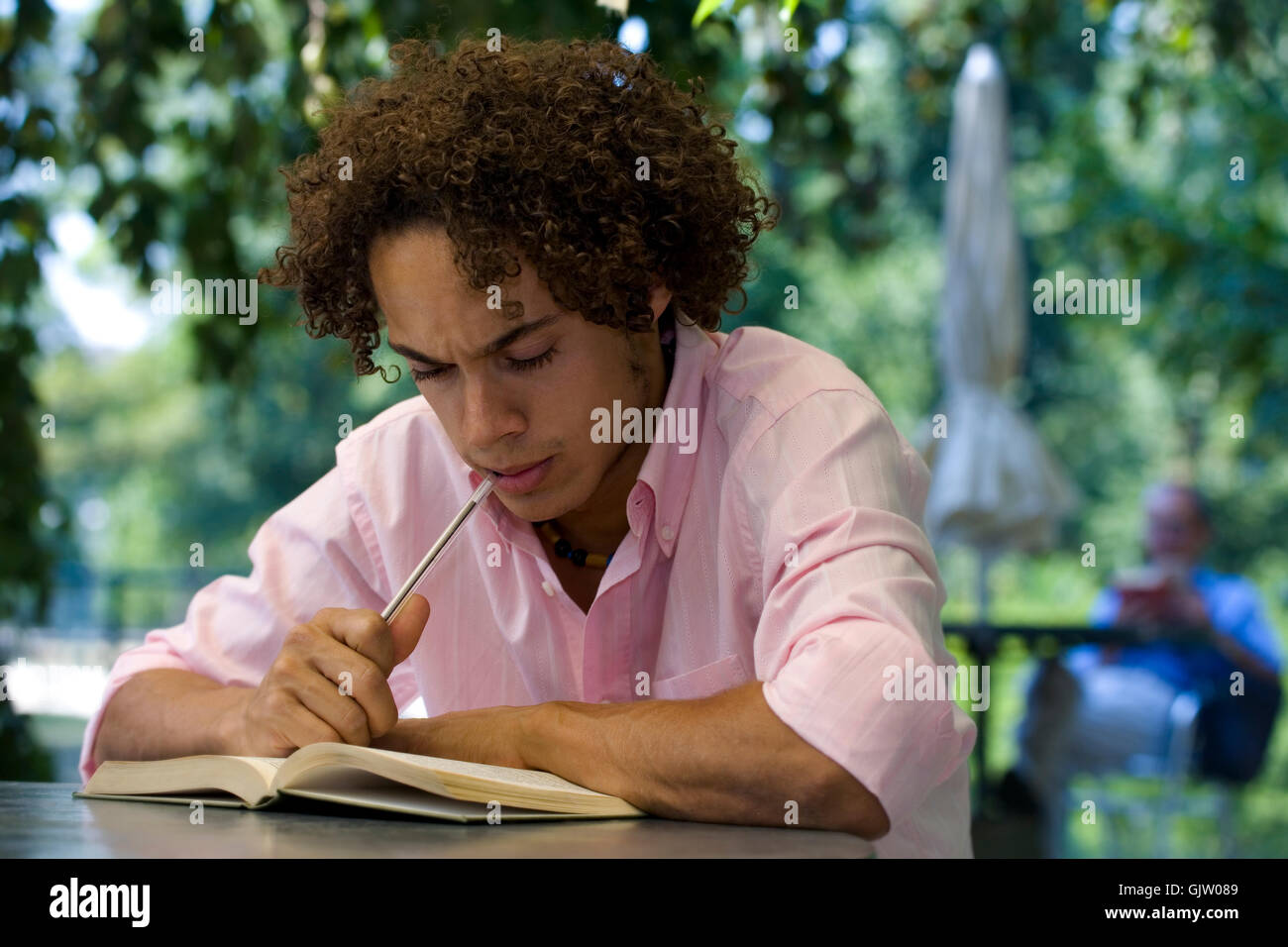 Smart cute boy thinking math hi-res stock photography and images - Alamy