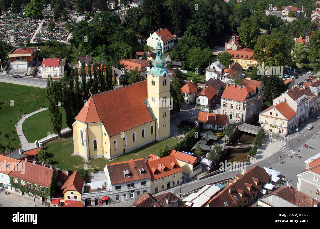 church aerial buildings Stock Photo - Alamy