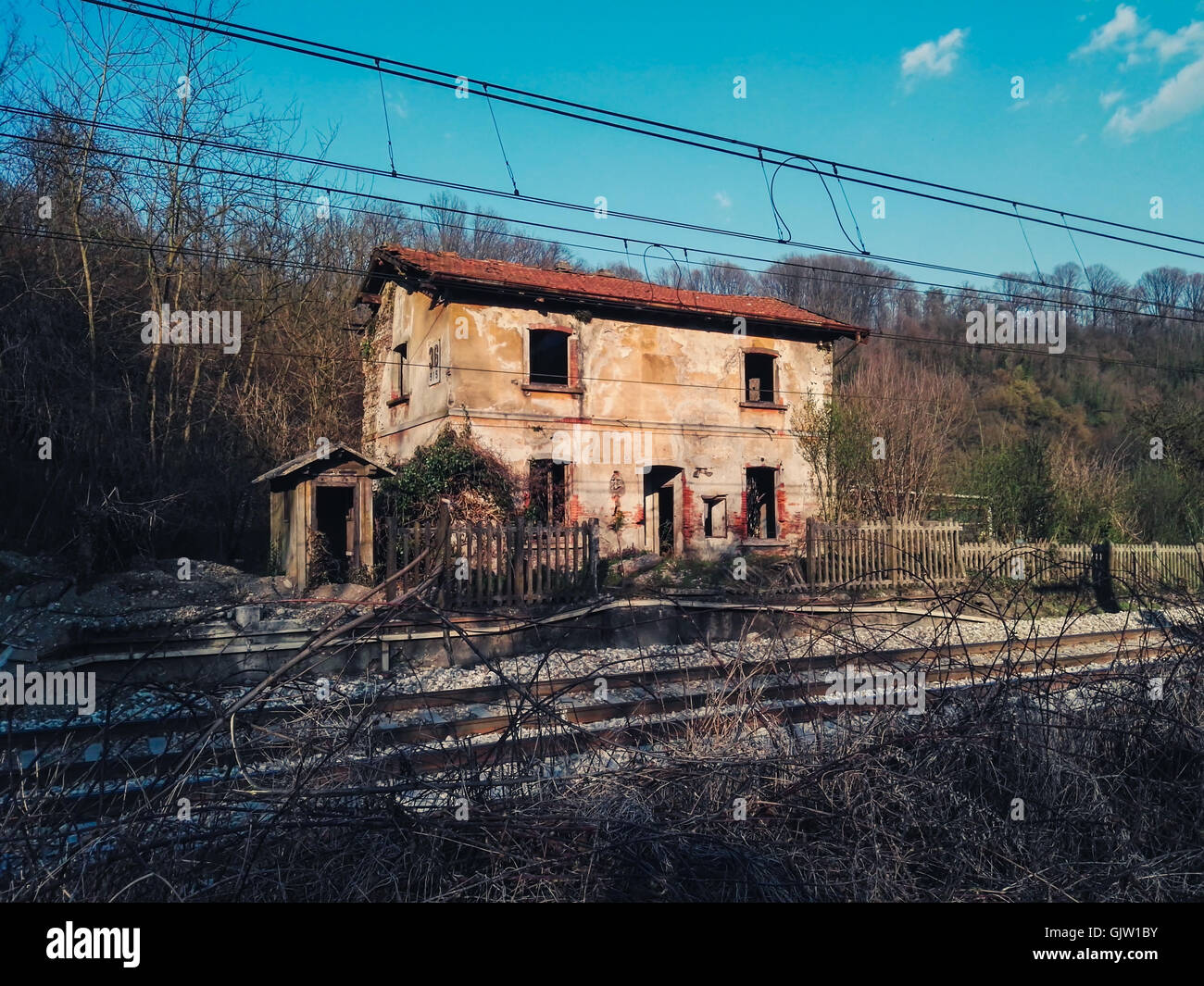 Abandoned railway station Stock Photo - Alamy