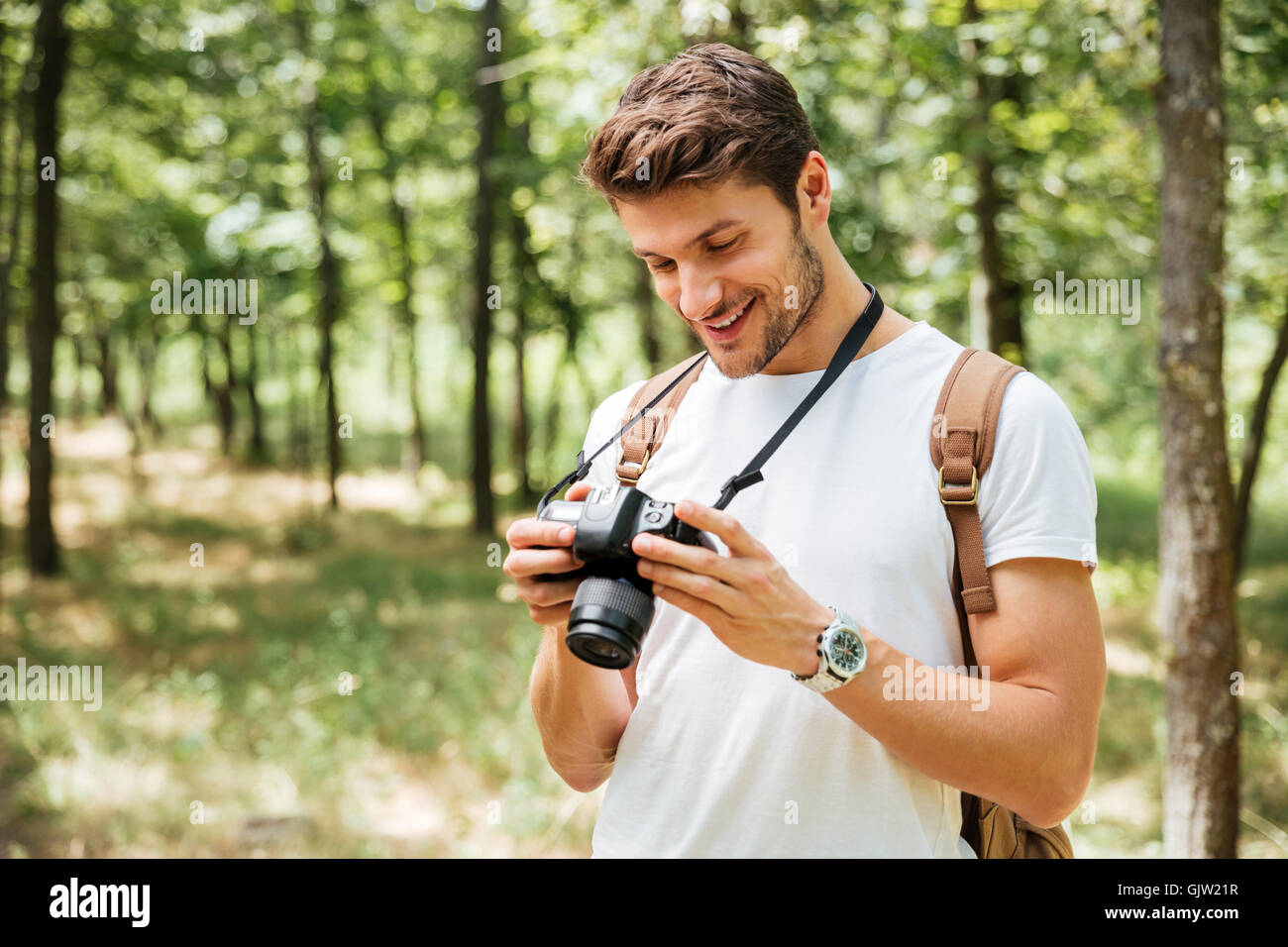 Male hiker exploring using binoculars hi-res stock photography and ...
