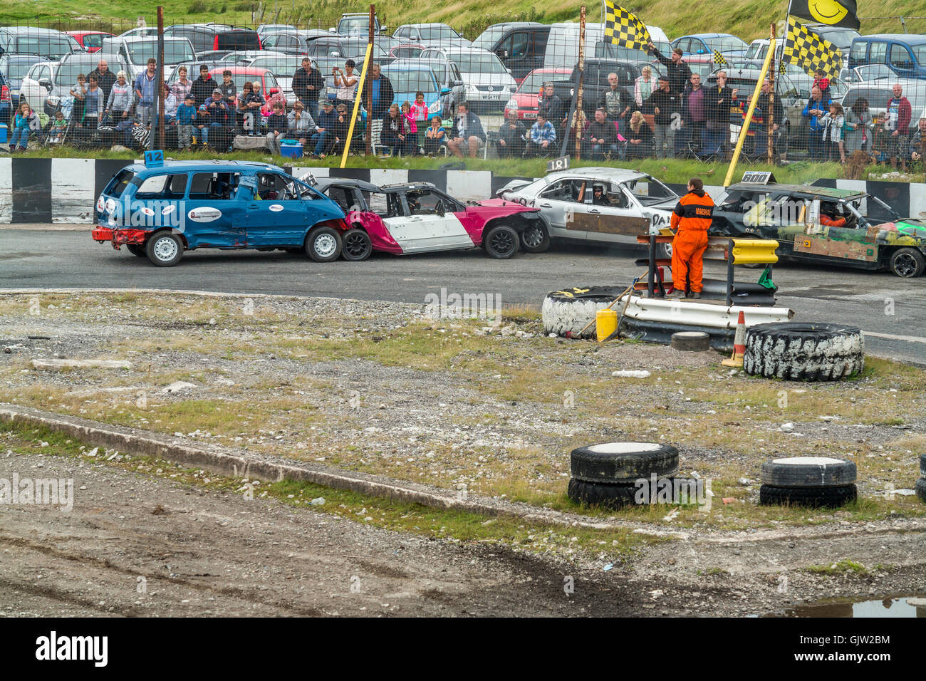 Stock car and banger racing at Carnforth race track Stock Photo - Alamy