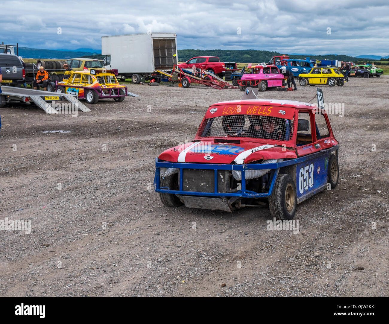 Stock car and banger racing at Carnforth race track Stock Photo - Alamy