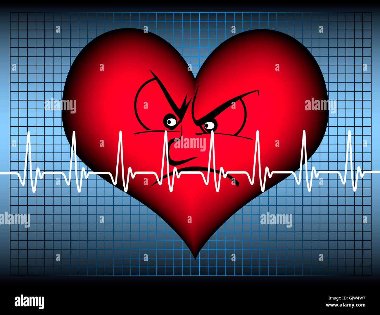 angry heart with cardiogram Stock Photo - Alamy