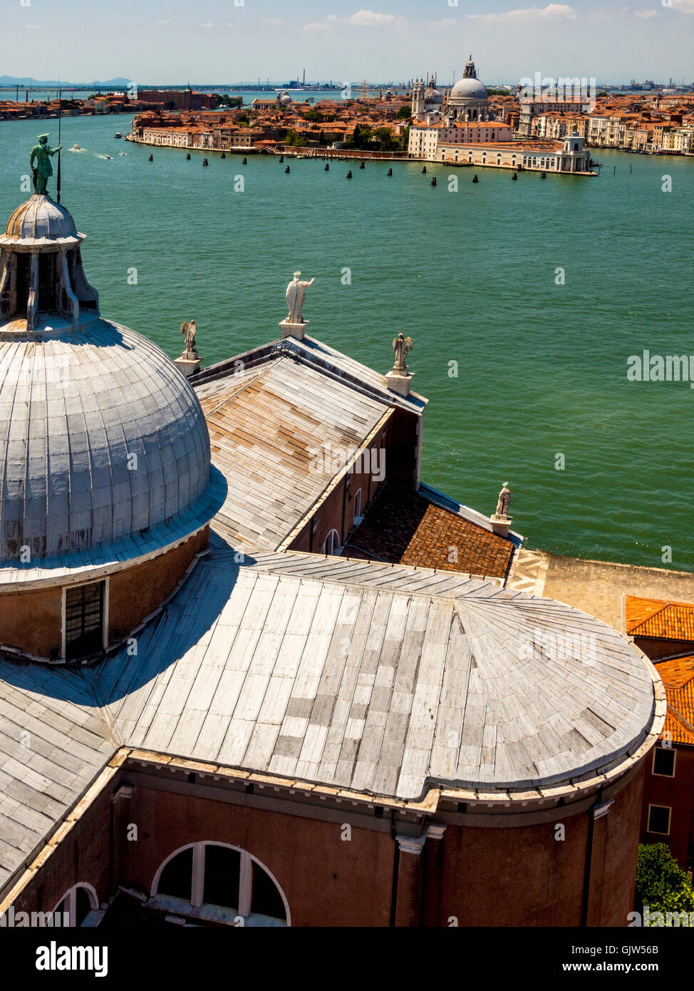 Aerial view of the dome and roof of San Giorgio Maggiore church with ...
