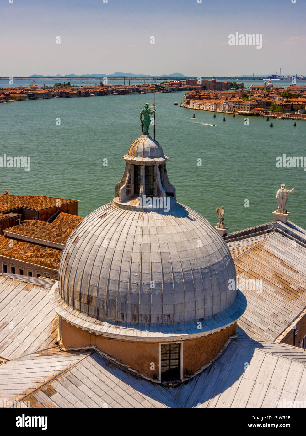 Aerial view of the dome and roof of San Giorgio Maggiore church with ...
