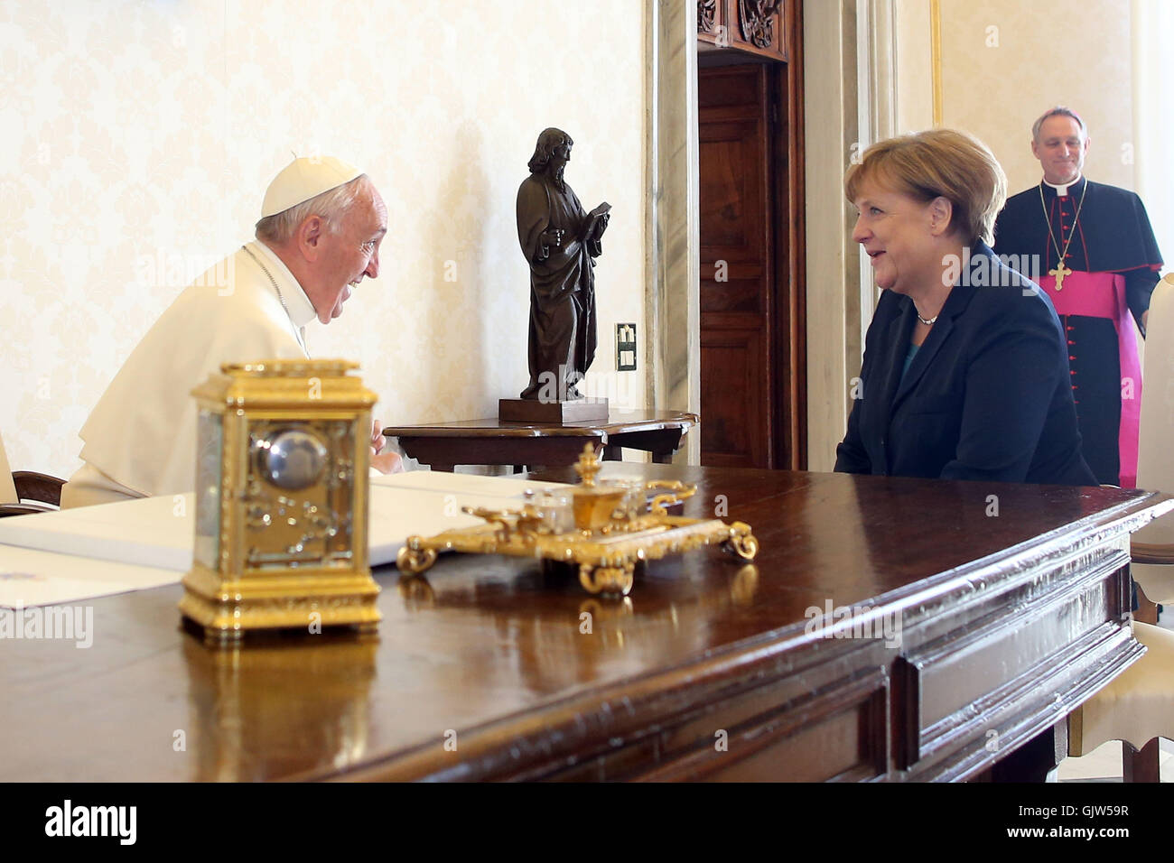 Pope Francis meets with German Chancellor Angela Merkel at his private ...