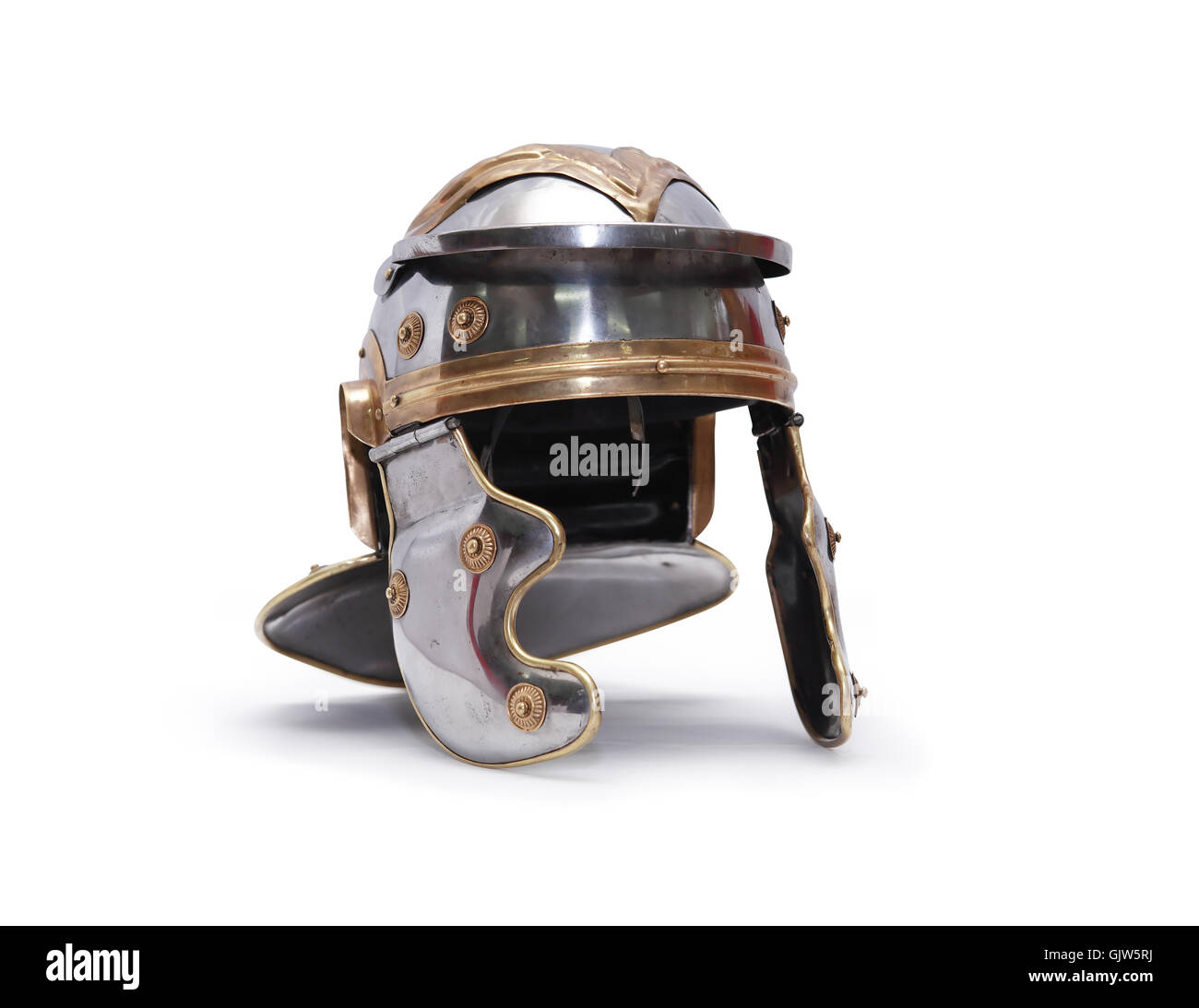 Ancient Roman military helmet on white background. Clipping path is ...