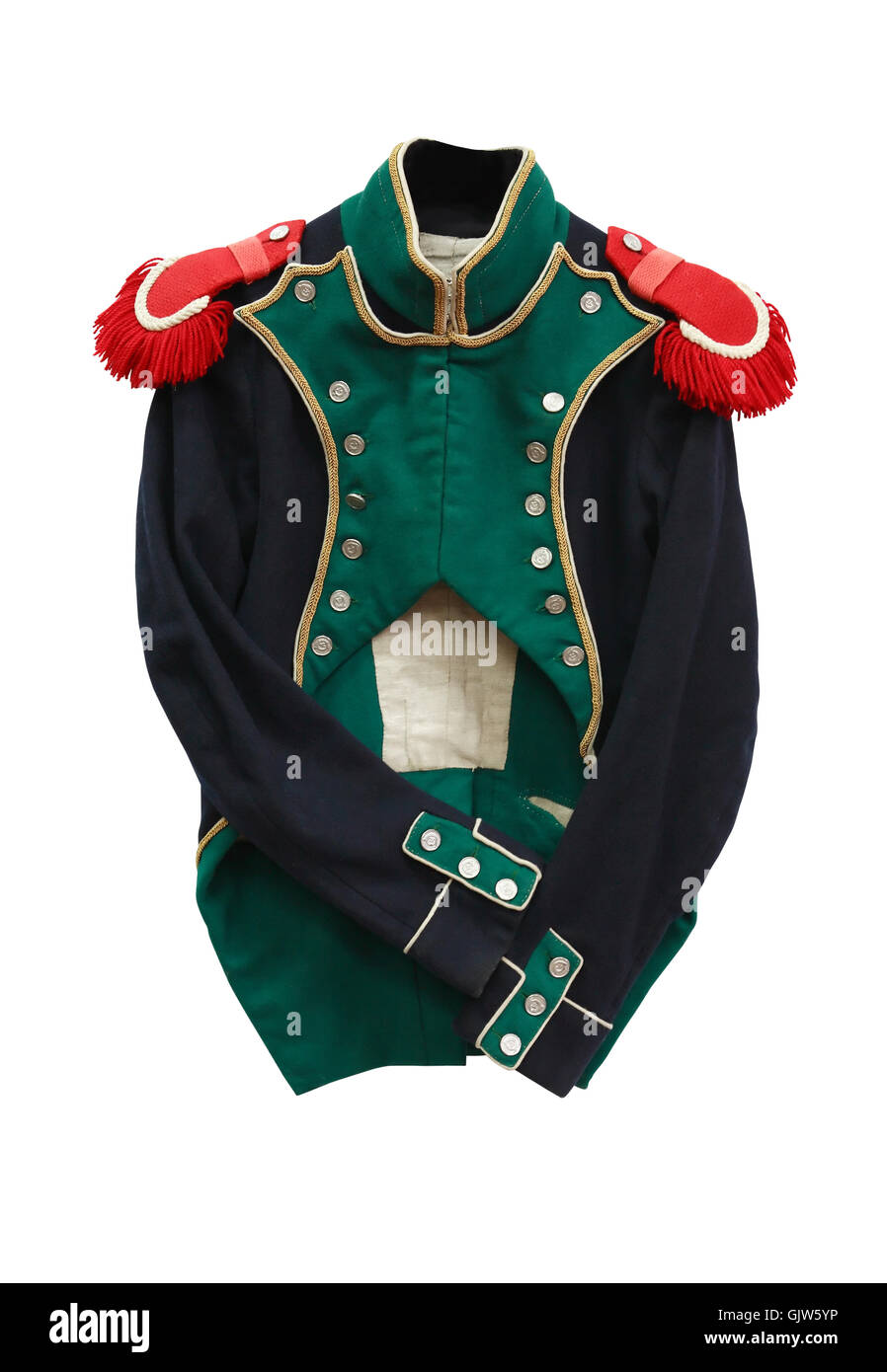 Ancient military coat of French soldier on white background. Isolated ...