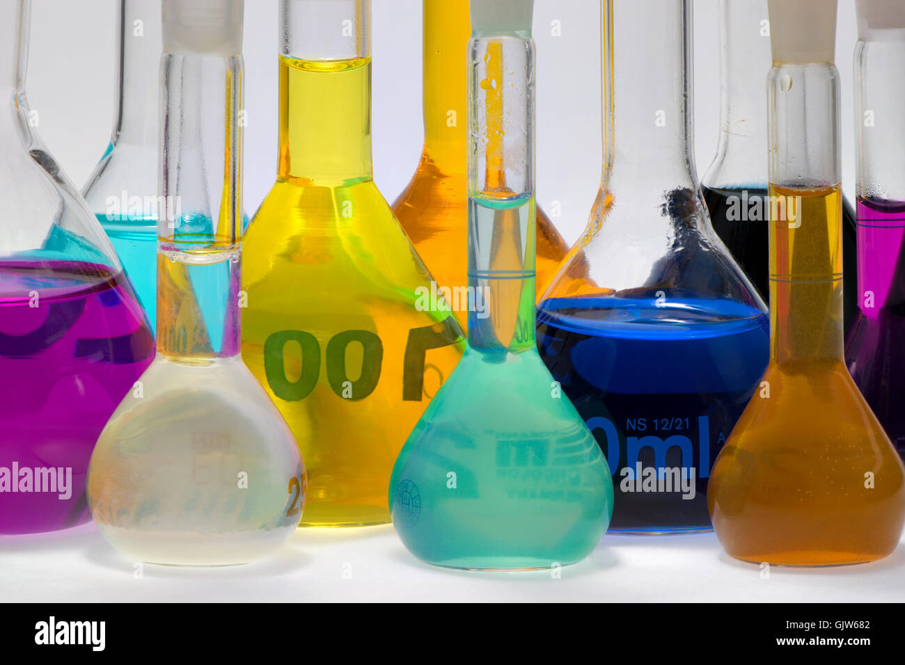 image with many colored chemical flasks together Stock Photo - Alamy