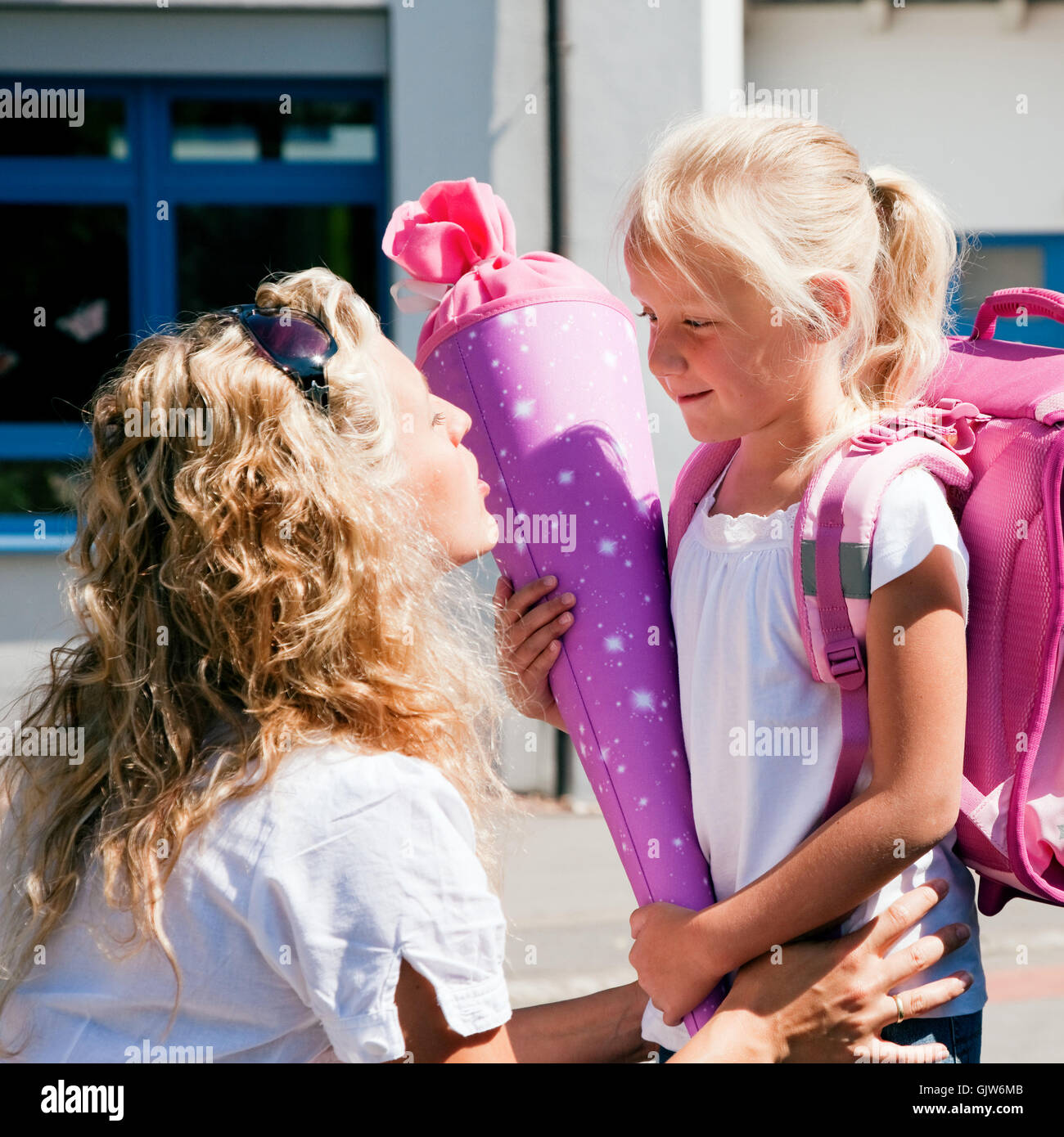 first day at school - mother and child Stock Photo - Alamy