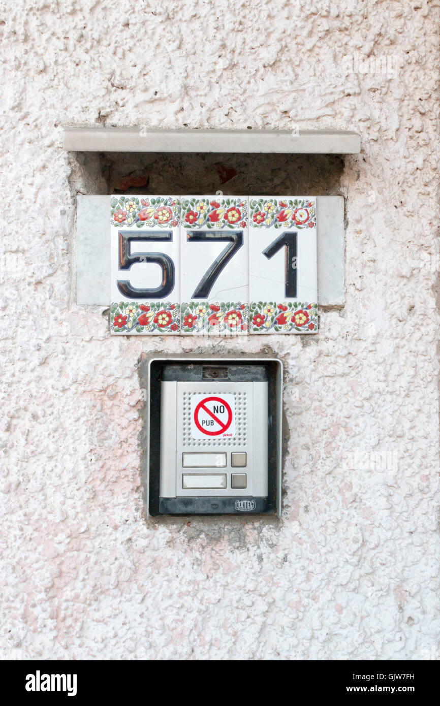 French intercom and house number Stock Photo - Alamy