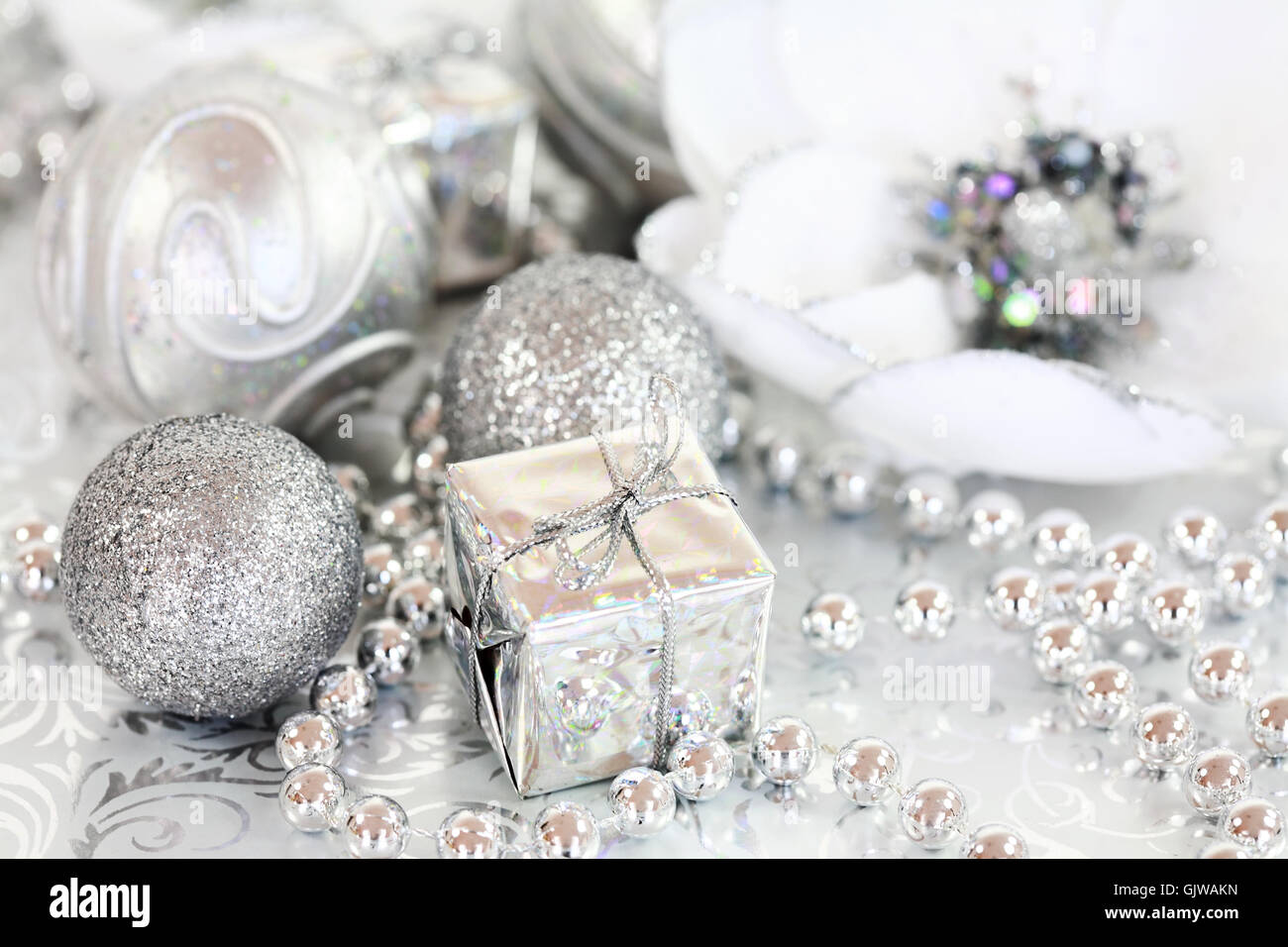 present silver ornament Stock Photo - Alamy