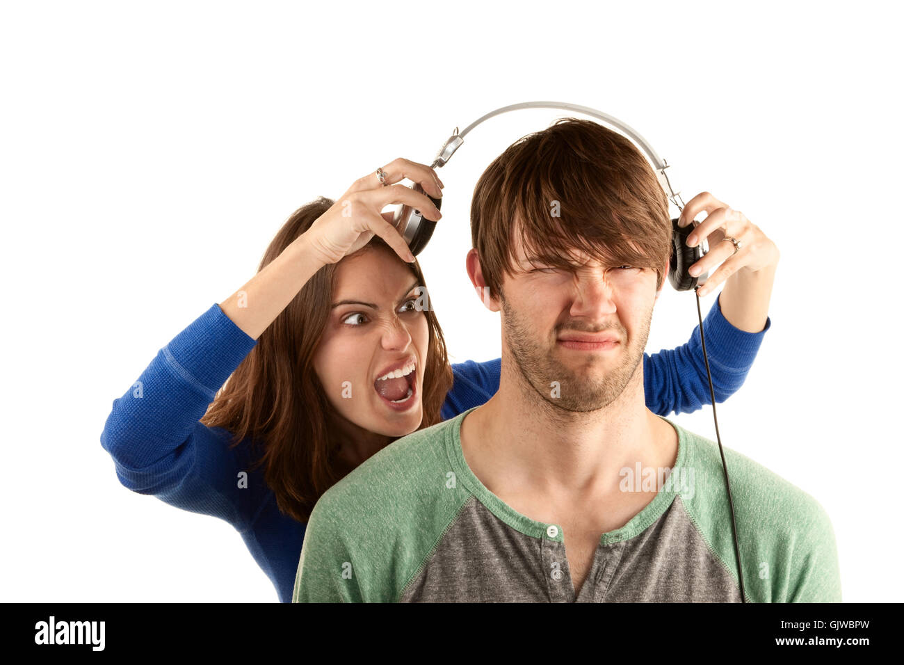 woman listen raving Stock Photo - Alamy