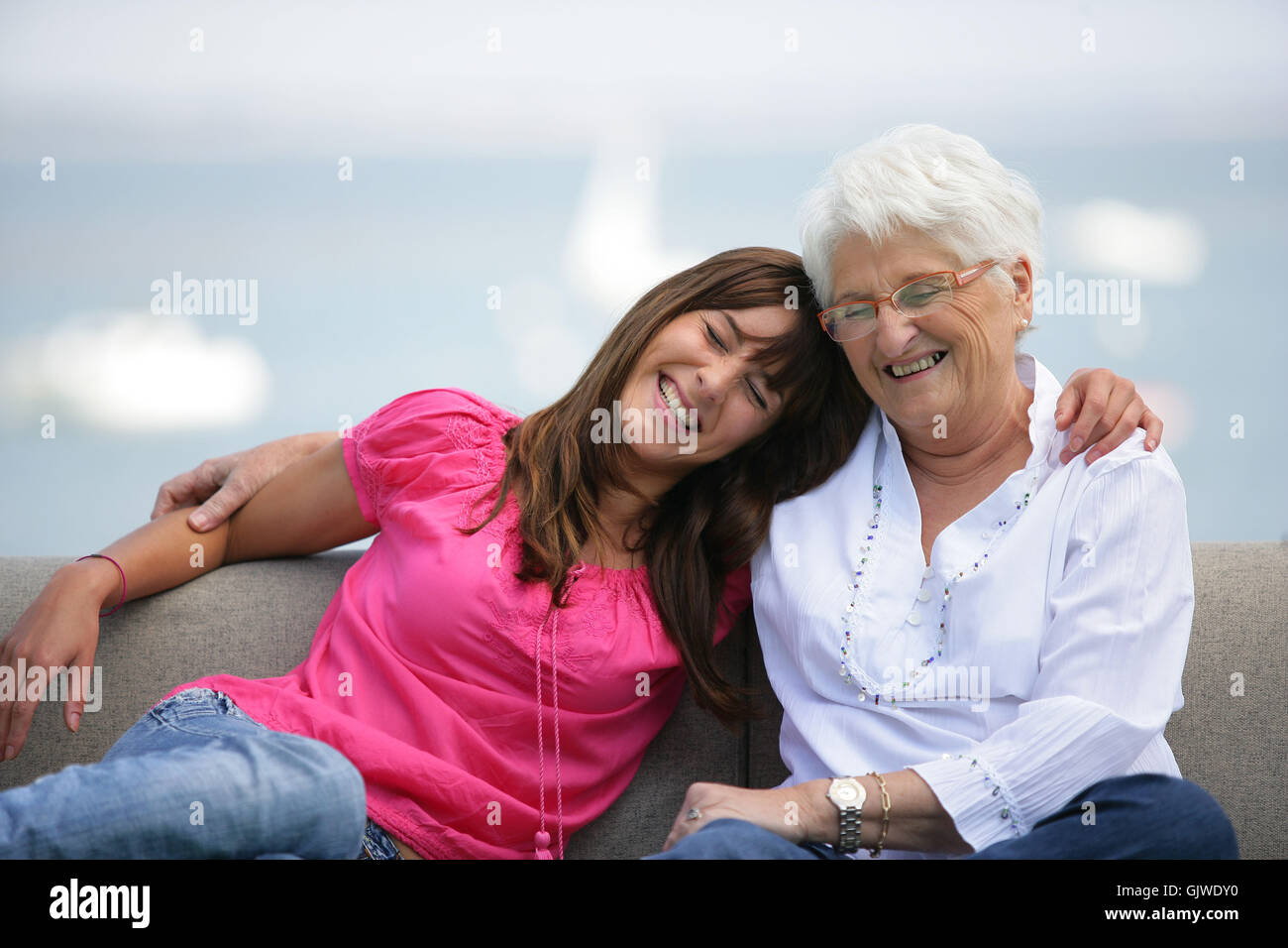 laugh laughs laughing Stock Photo - Alamy