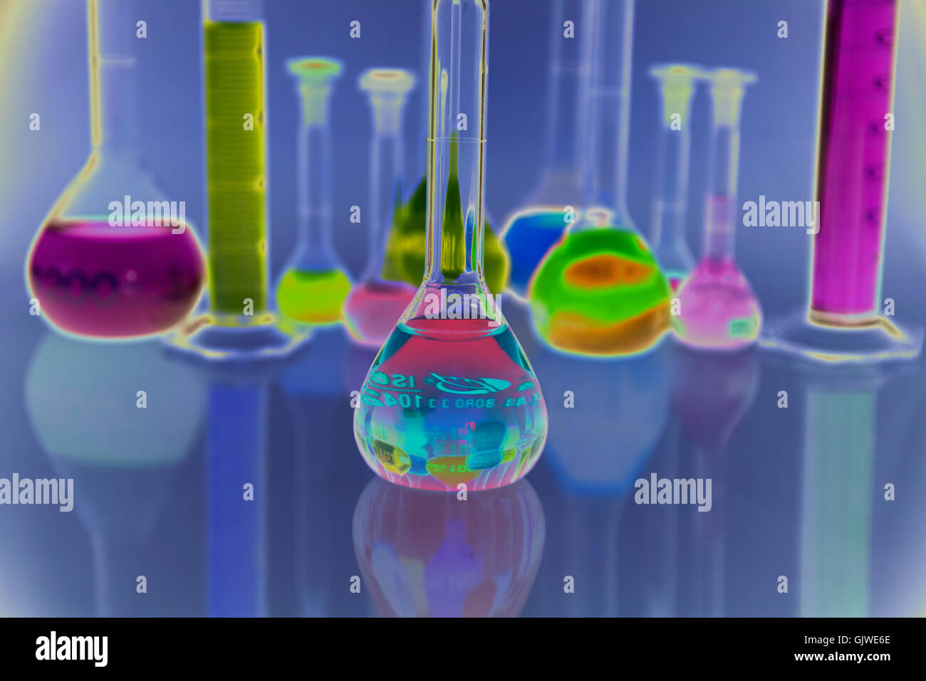 chemical glass in solarized light Stock Photo - Alamy