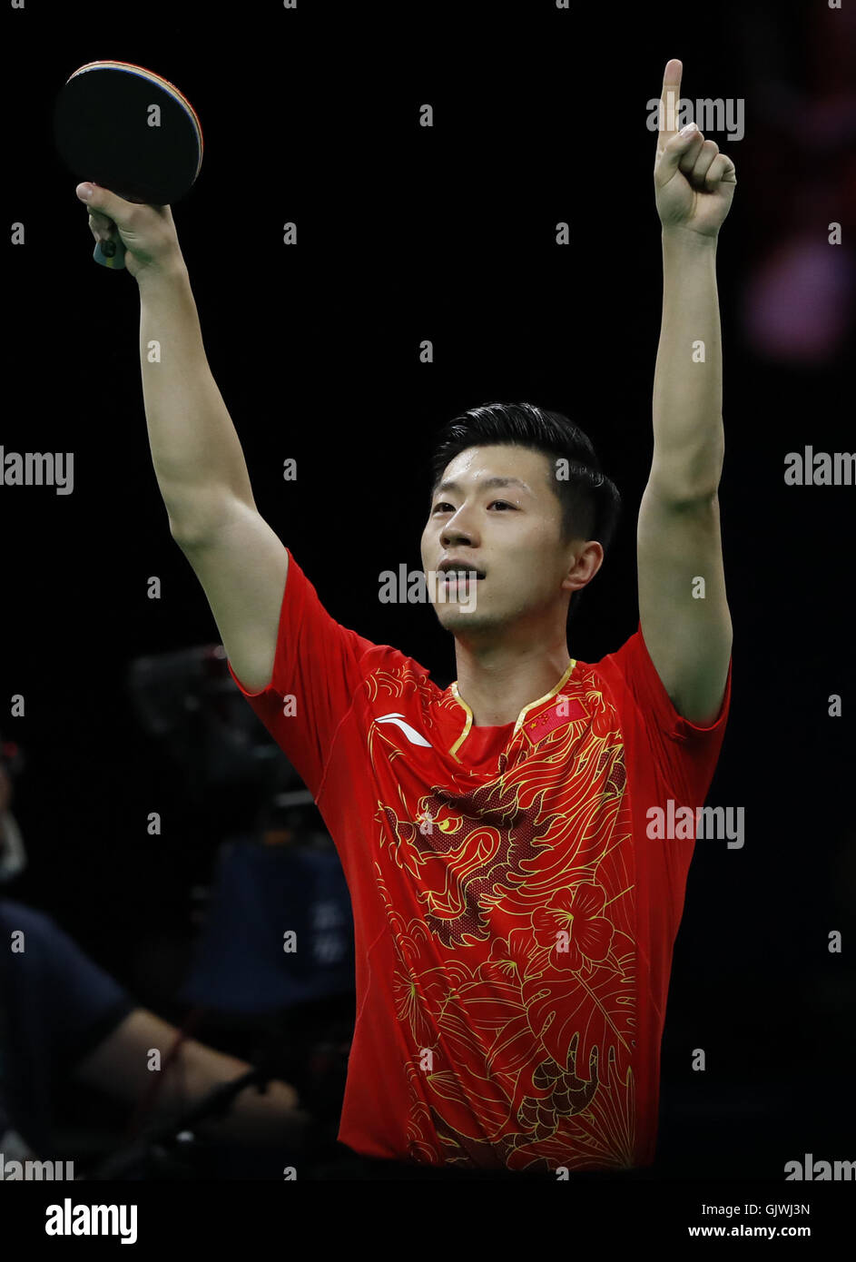 Rio De Janeiro, Brazil. 15th Aug, 2016. China's Ma Long competes during ...