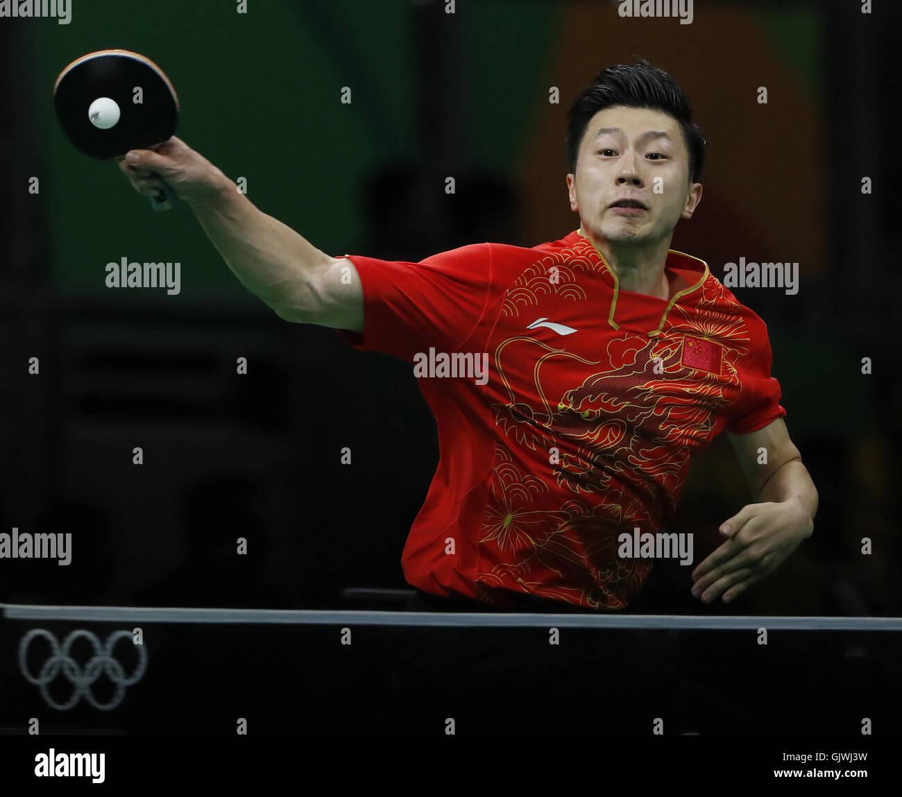 Rio De Janeiro, Brazil. 15th Aug, 2016. China's Ma Long competes during ...