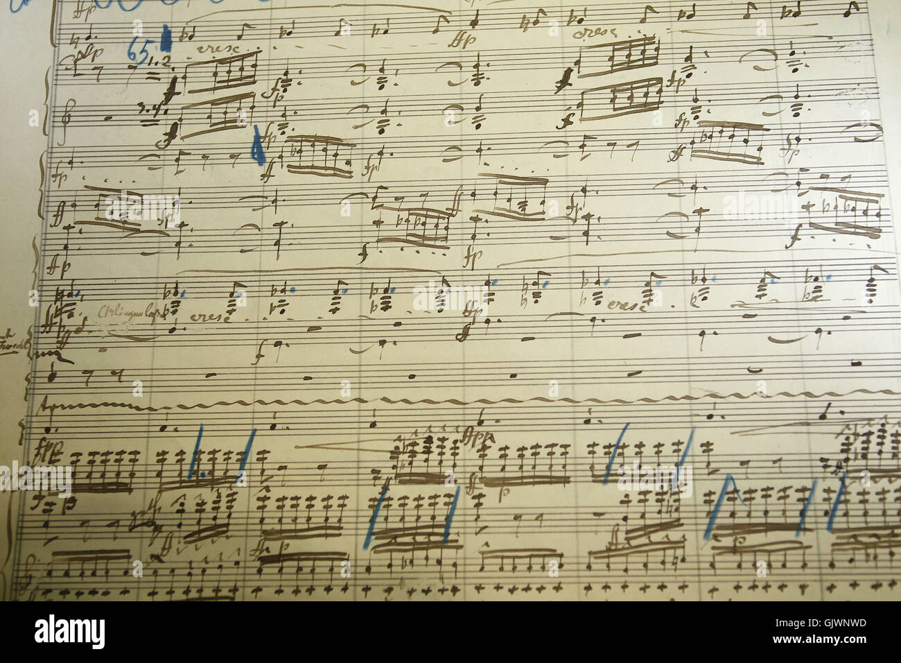 August 18, 2016 - The detail view of the original manuscript of 19th ...