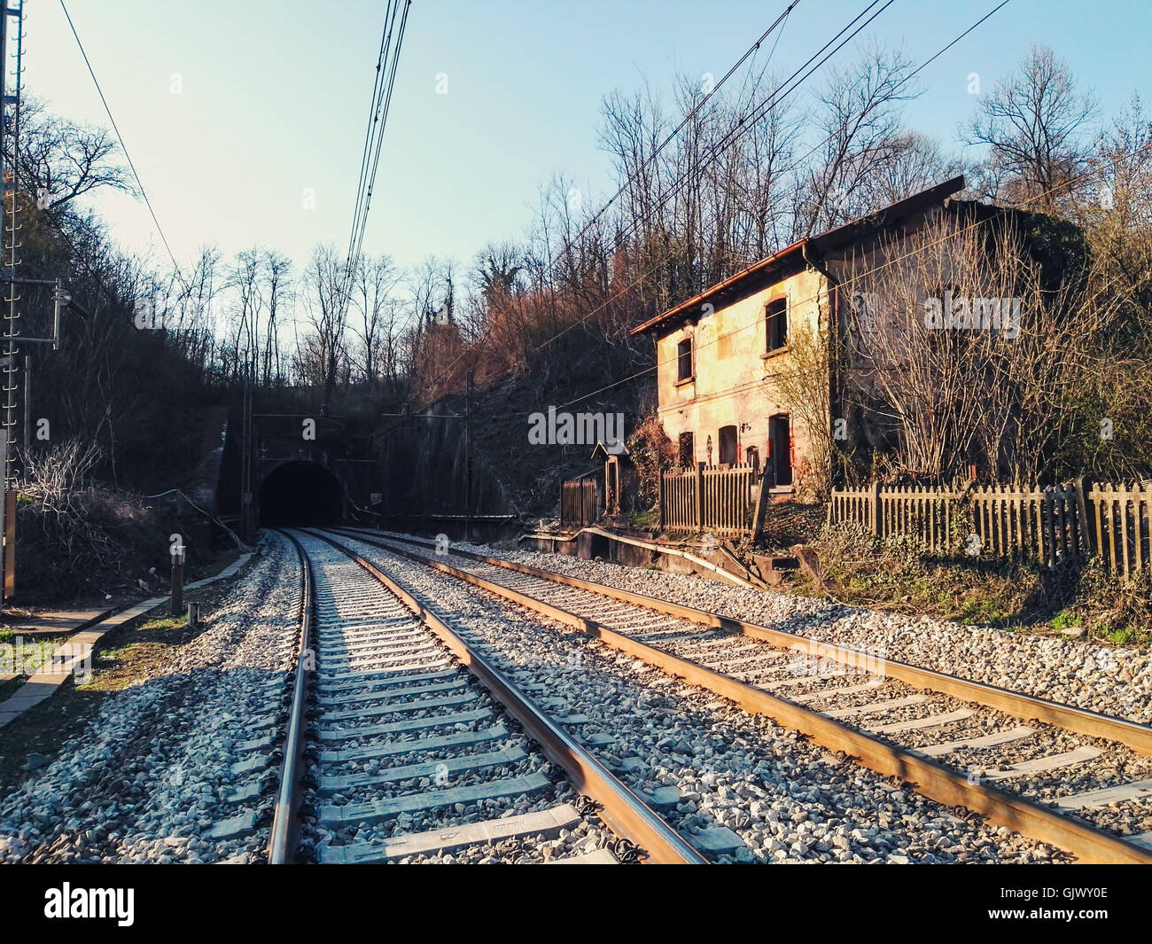 Abandoned railway station Stock Photo - Alamy