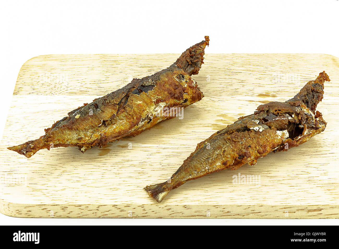 fish fry thai food on white background Stock Photo - Alamy