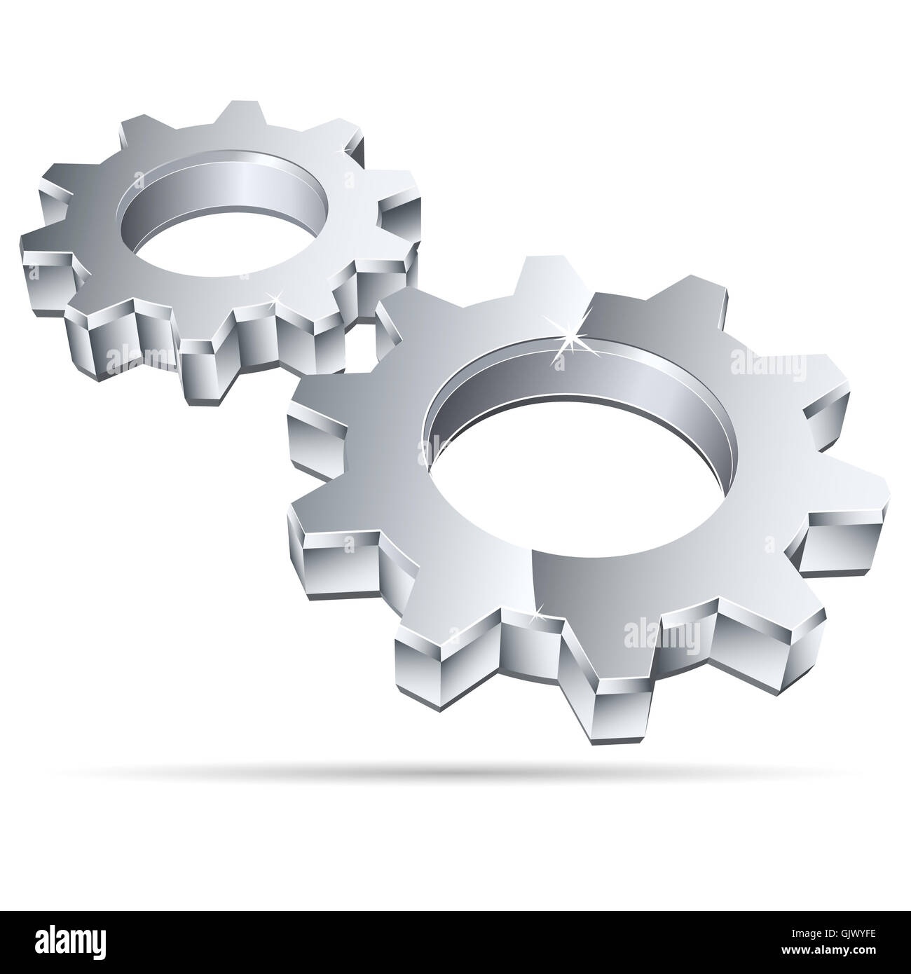 2 gears in silver Stock Photo - Alamy