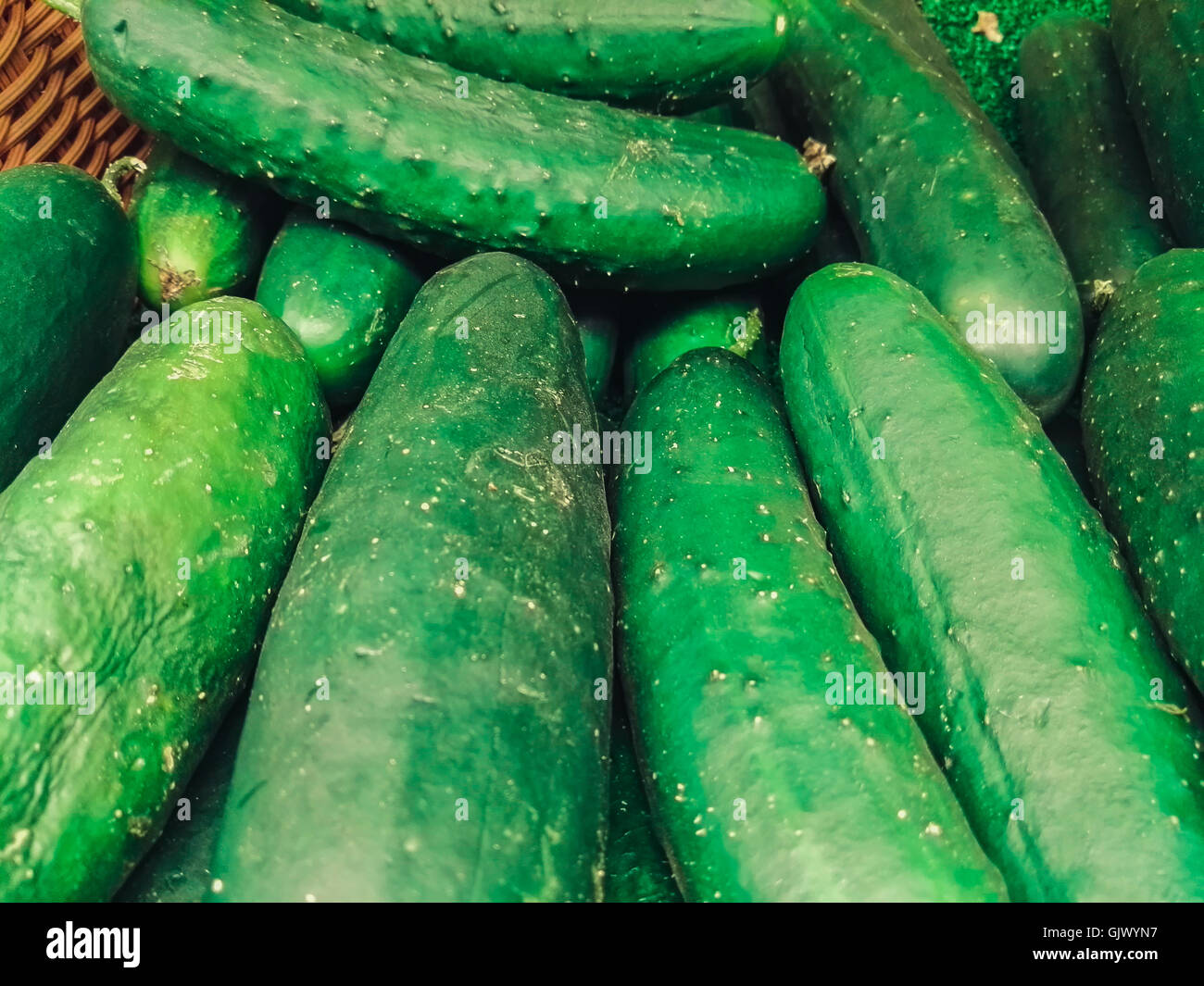 Green cucumbers in a box Stock Photo - Alamy