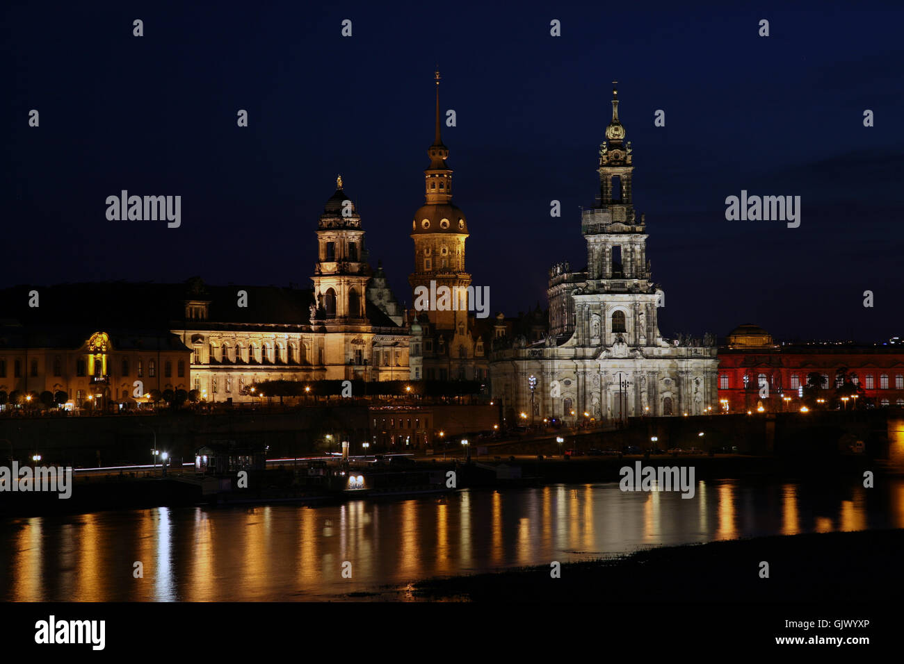 dresden's old town at night Stock Photo - Alamy