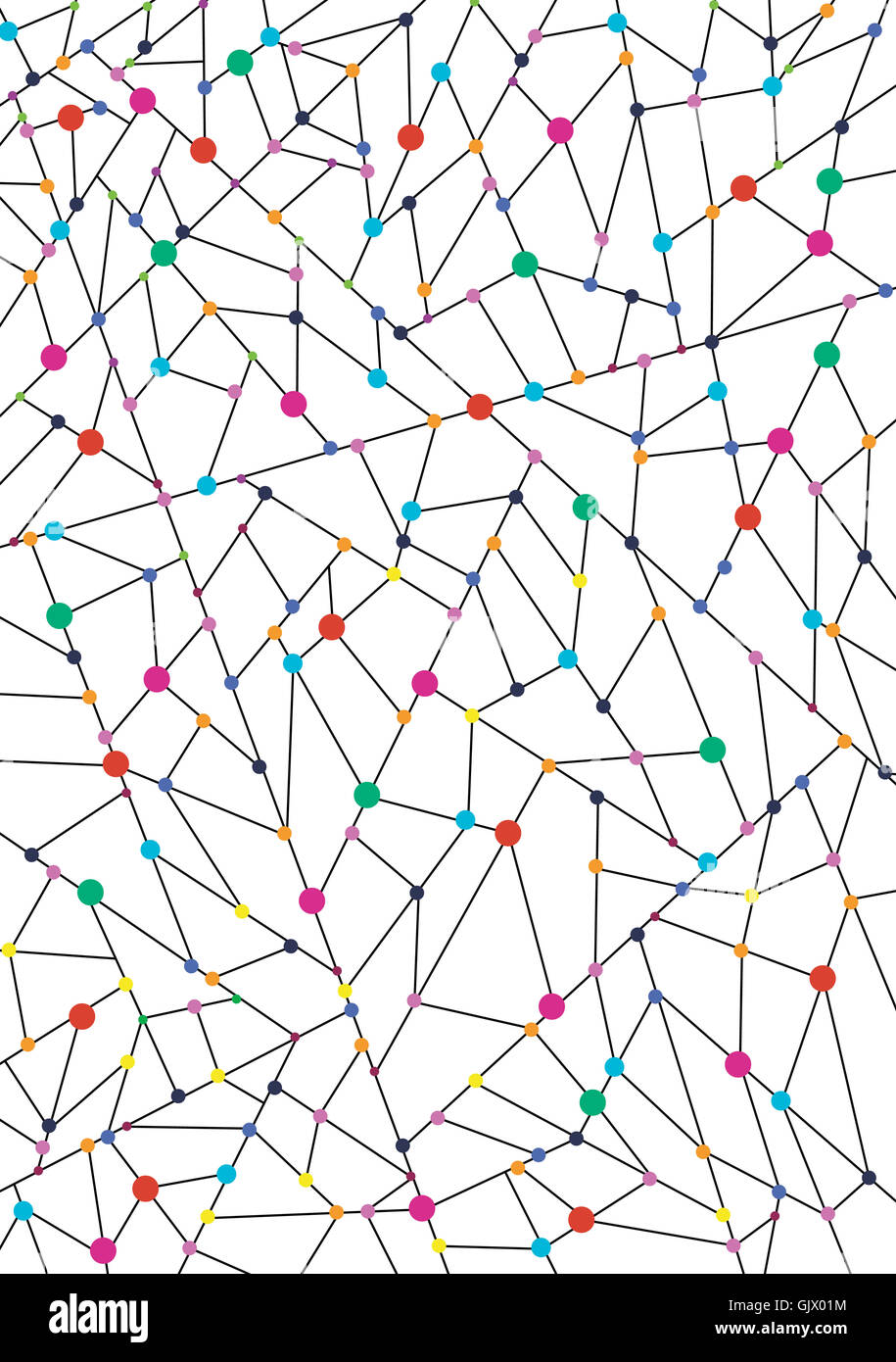 black line network with colorful knots Stock Photo - Alamy