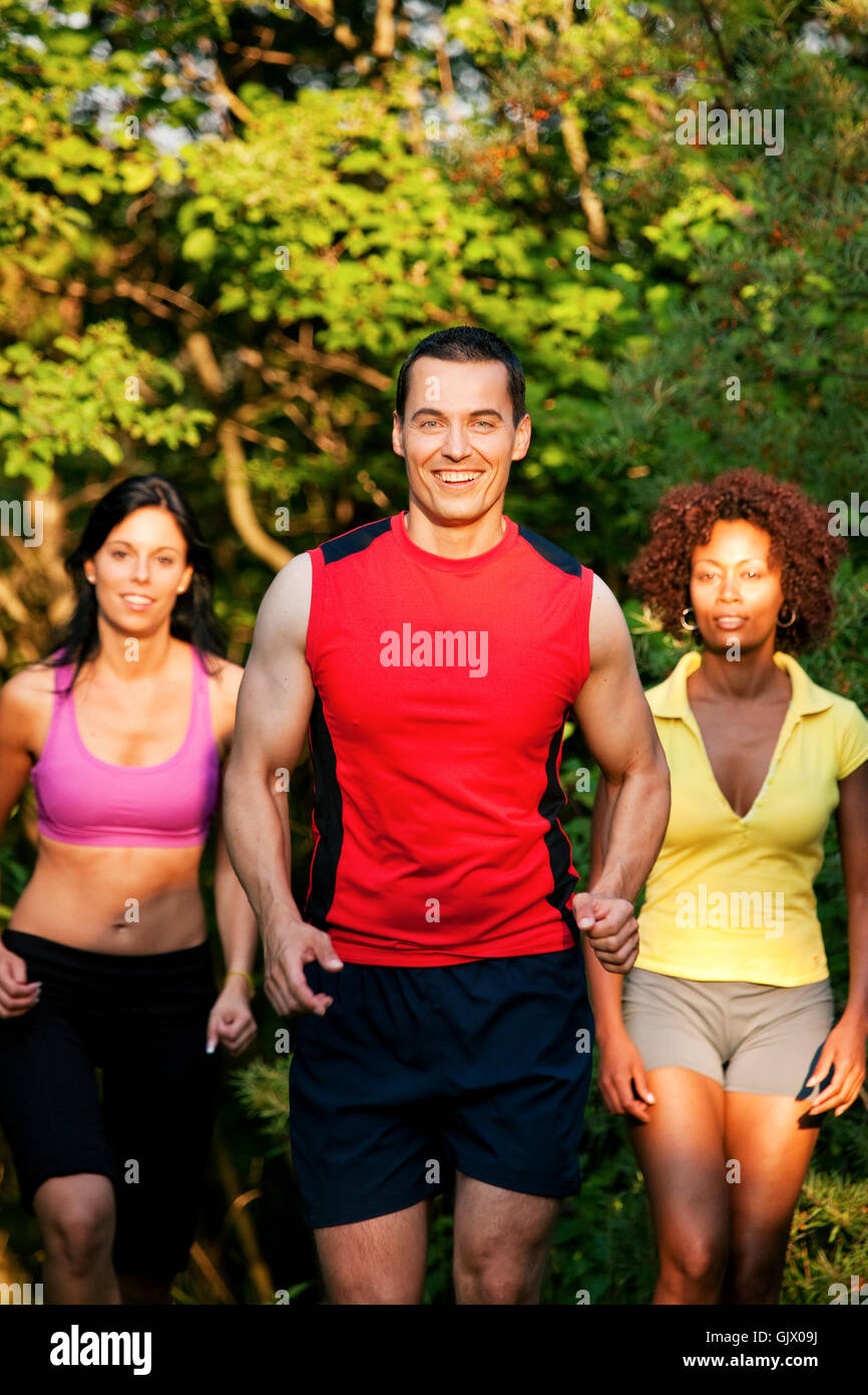 sports in the forest - jogging Stock Photo - Alamy