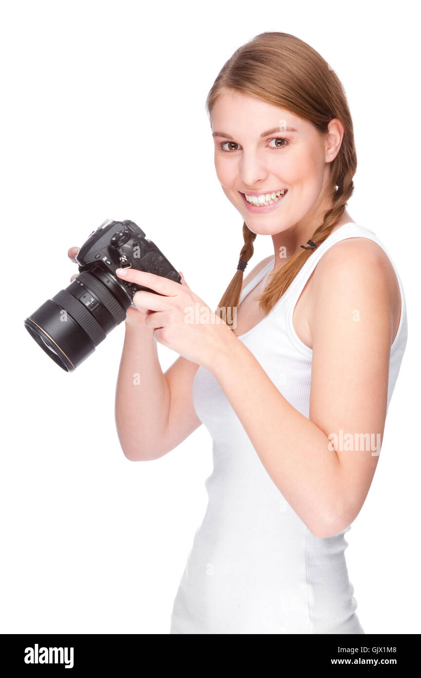 woman with camera Stock Photo - Alamy