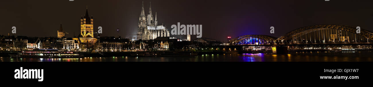 Cologne night panorama hi-res stock photography and images - Alamy