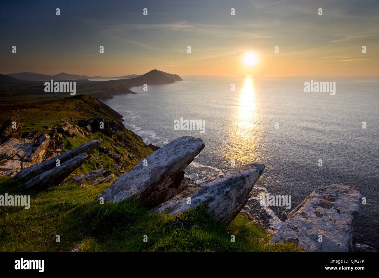 sunset rock atlantic ocean Stock Photo - Alamy
