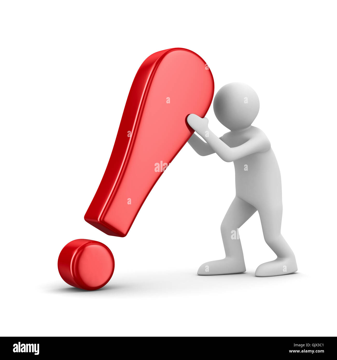 man with exclamation point on white. Isolated 3D image Stock Photo - Alamy