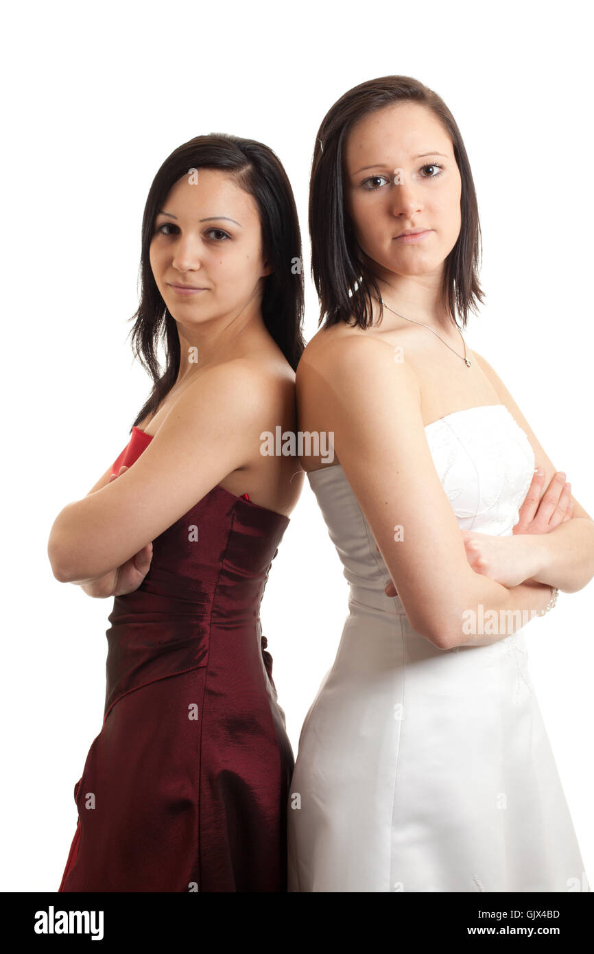 young women dress back on back Stock Photo - Alamy
