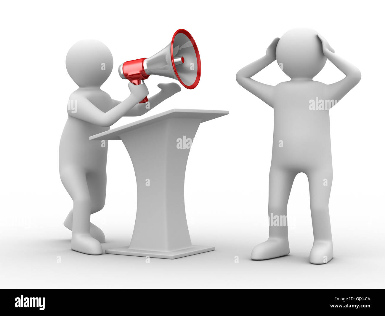 orator speaks in megaphone. Isolated 3D image Stock Photo - Alamy